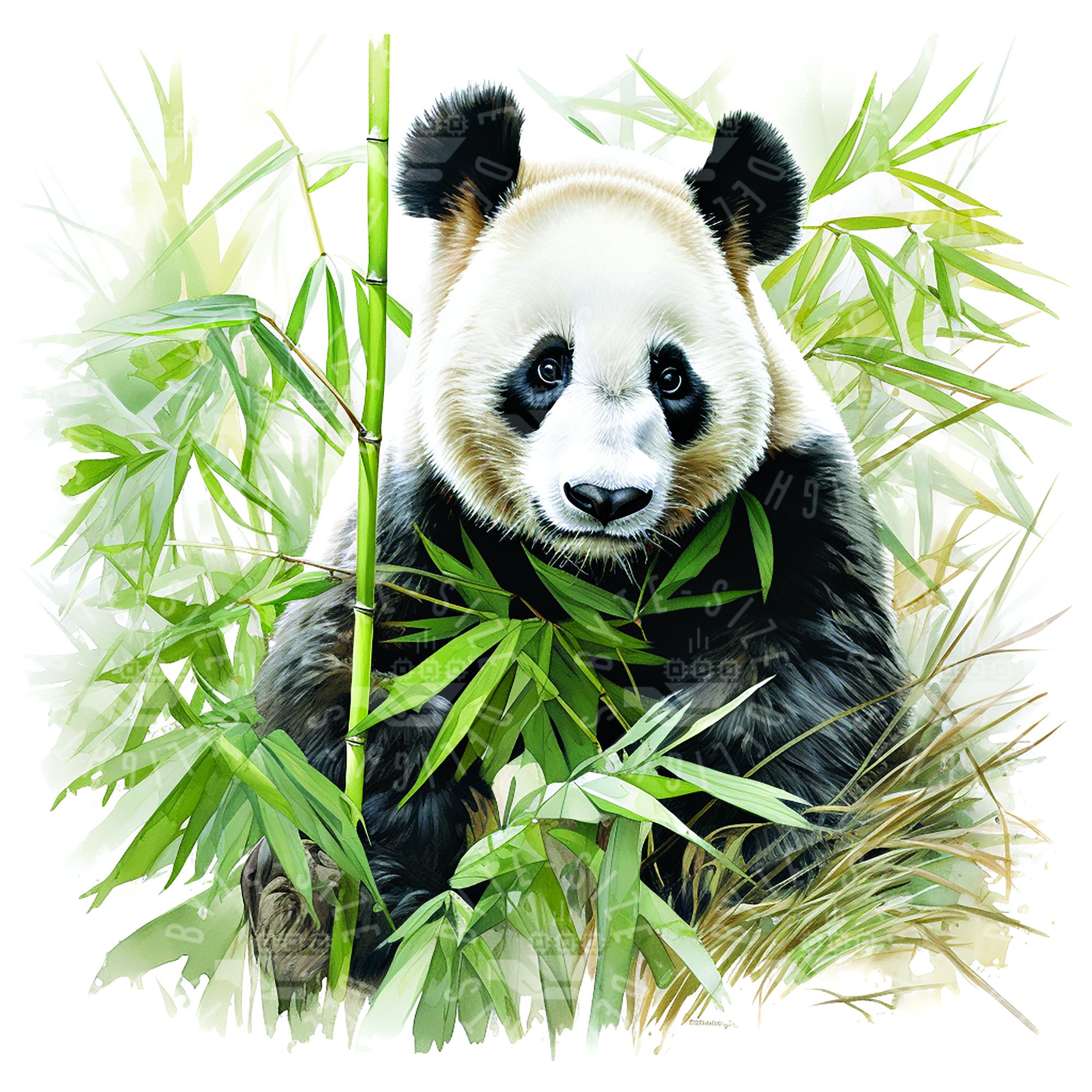 Panda Watercolor Clipart, Ai Art Print, Instant Download for Print on ...