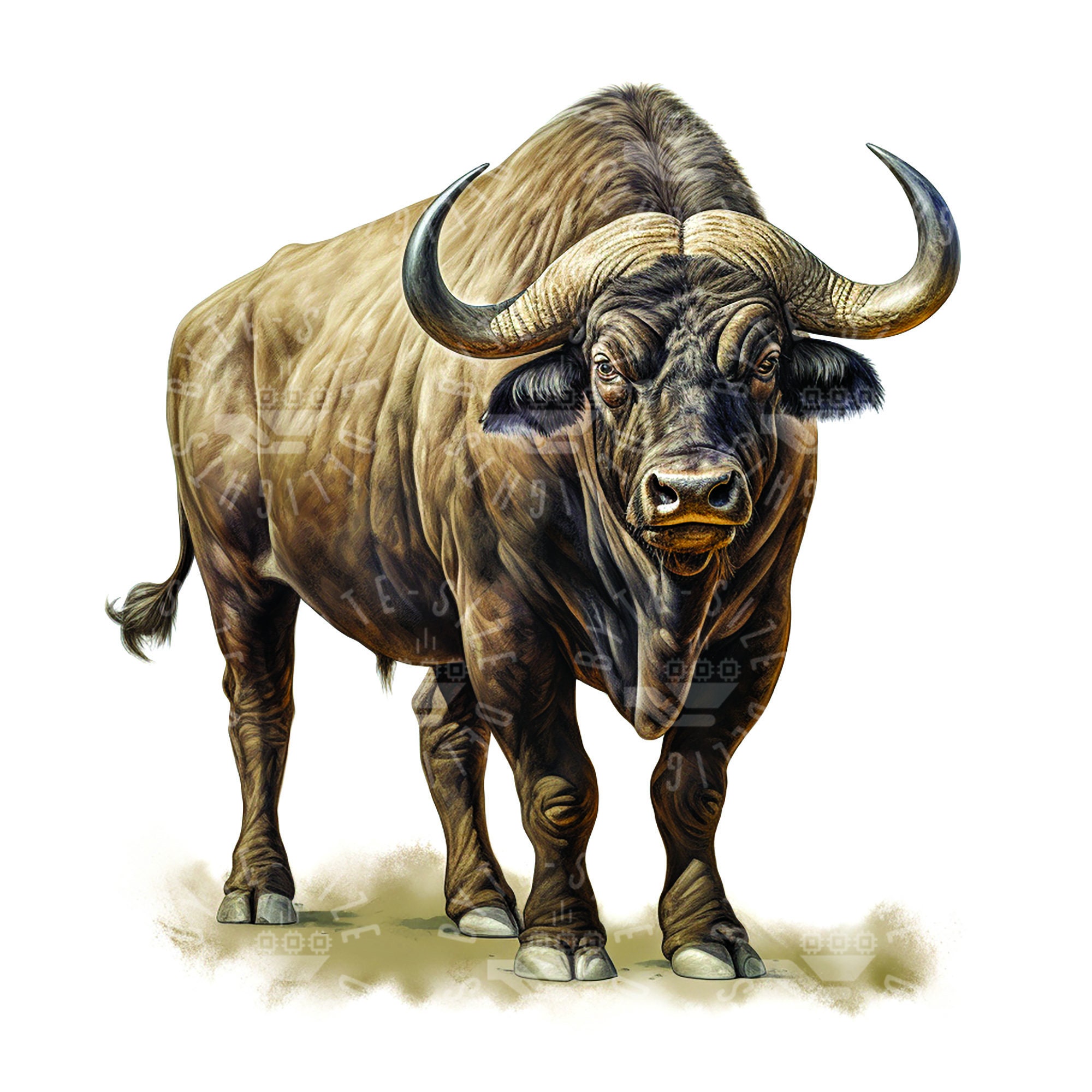 Buffalo Watercolor Clipart, Ai Art Print, Instant Download for Print on ...