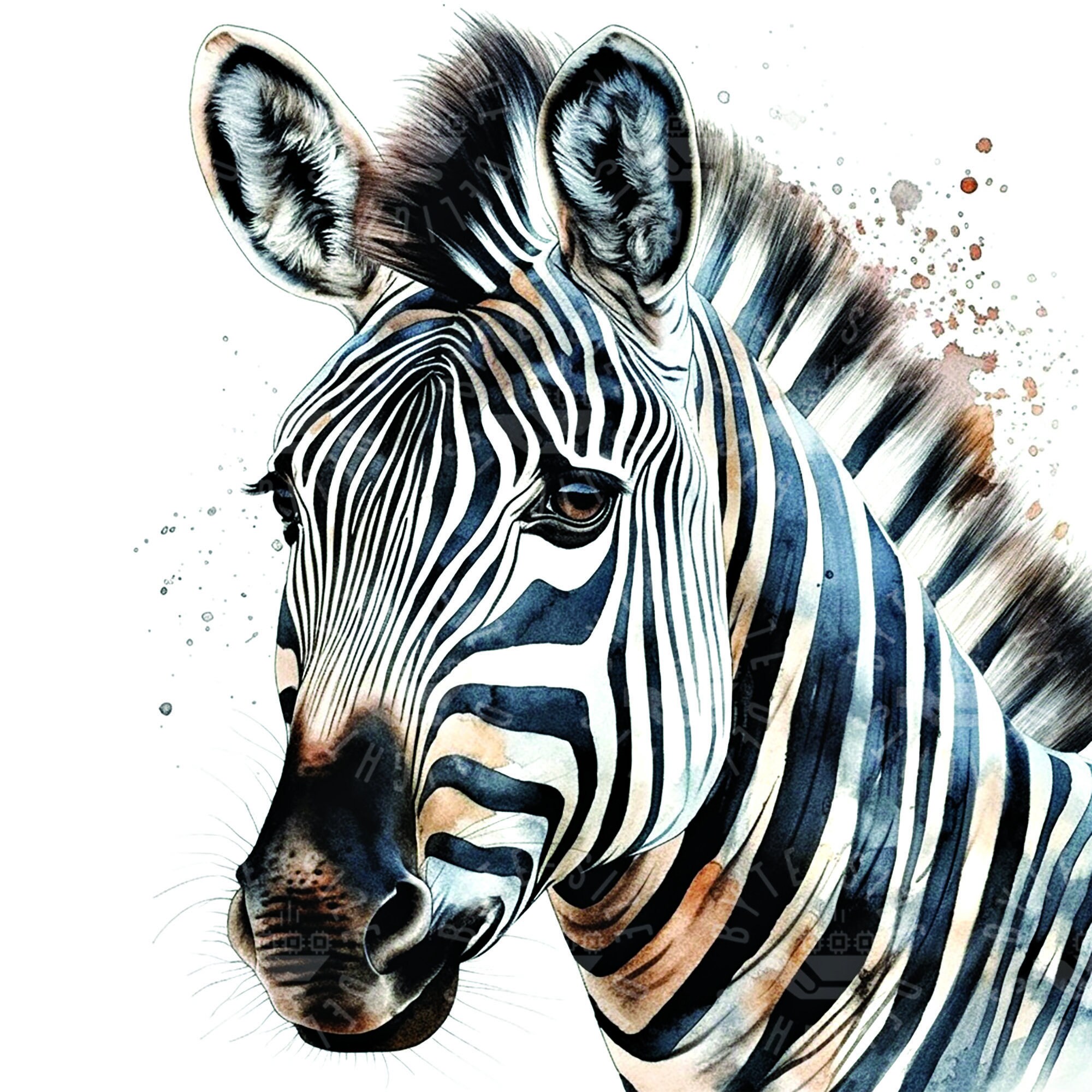 Zebra Watercolor Clipart, Ai Art Print, Instant Download for Print on ...