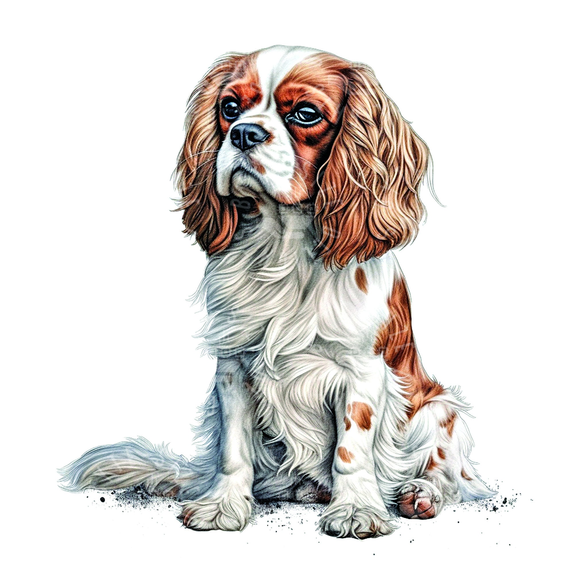 King Charles Spaniel Watercolor Clipart, Ai Art Print, Instant Download ...