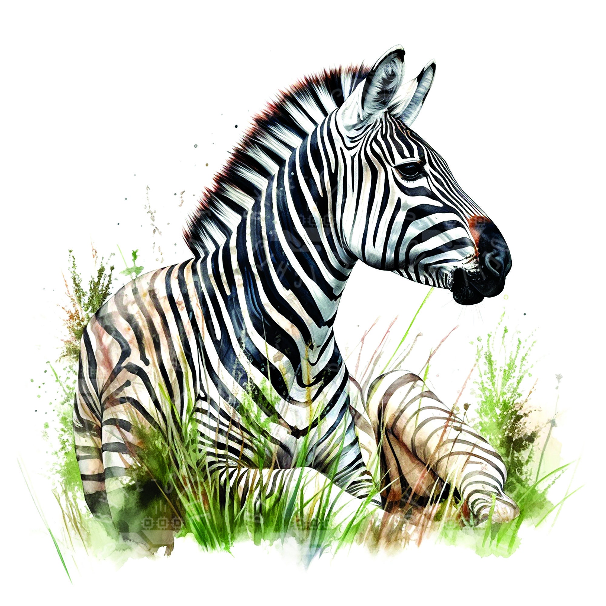 Zebra Watercolor Clipart, Ai Art Print, Instant Download for Print on ...