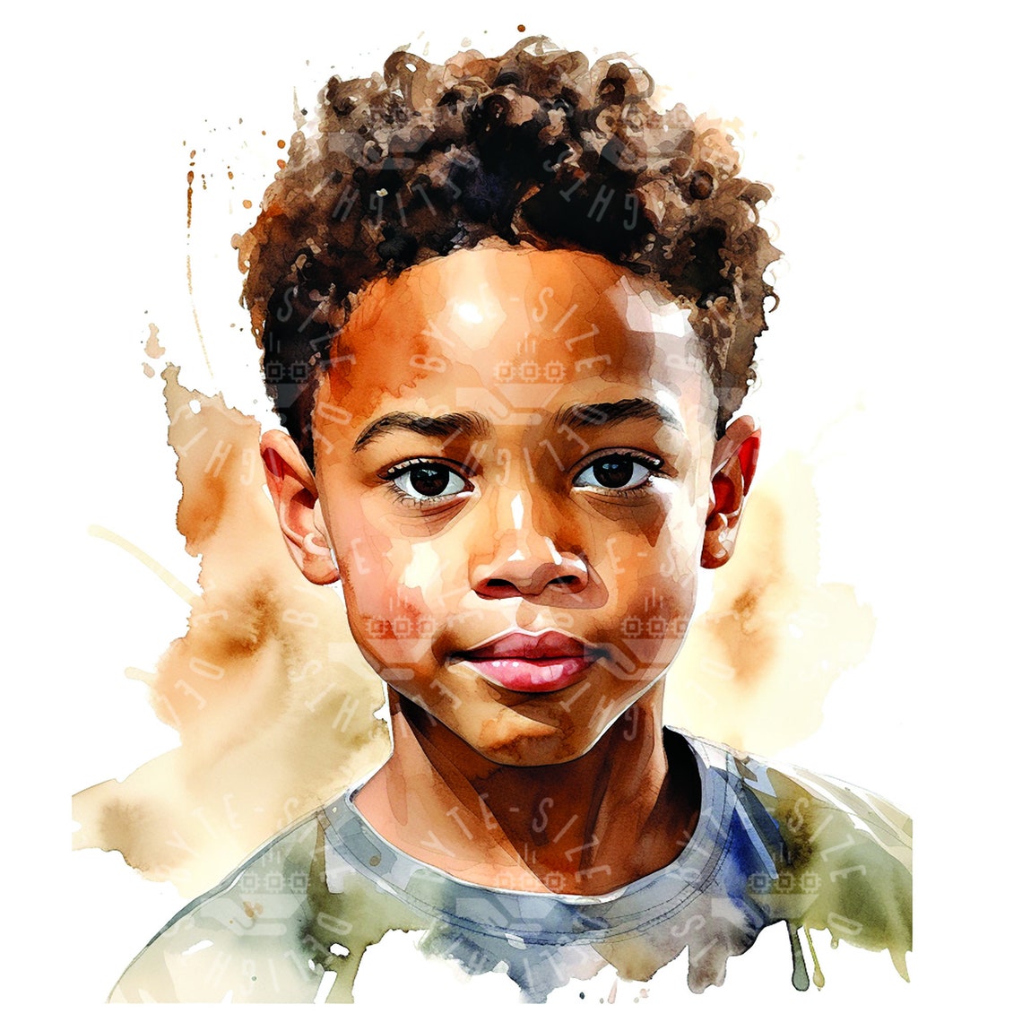 Watercolor Clipart of Cute African American Boys Ai Art - Etsy