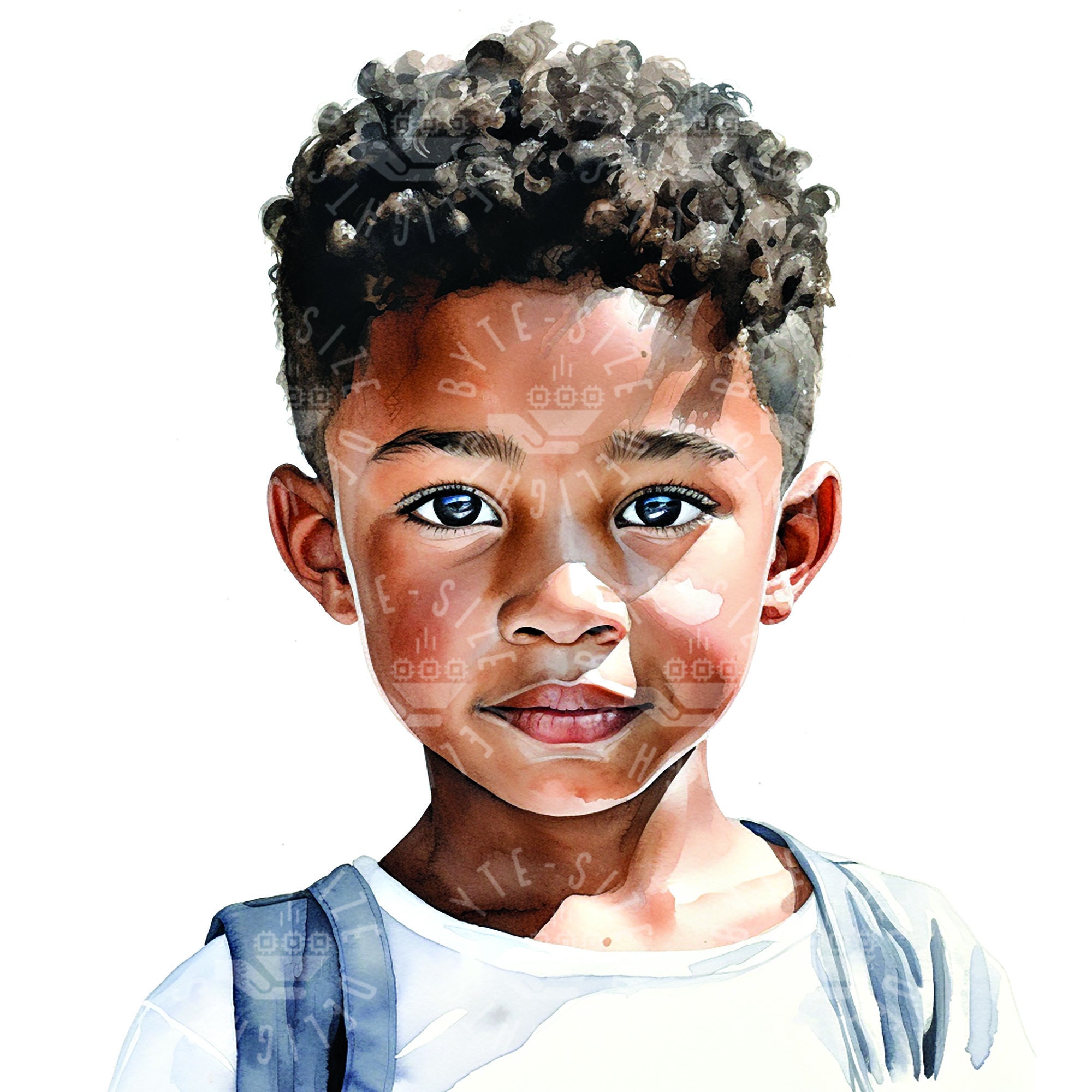 Watercolor Clipart of Cute African American Boys, Ai Art Print, Instant ...