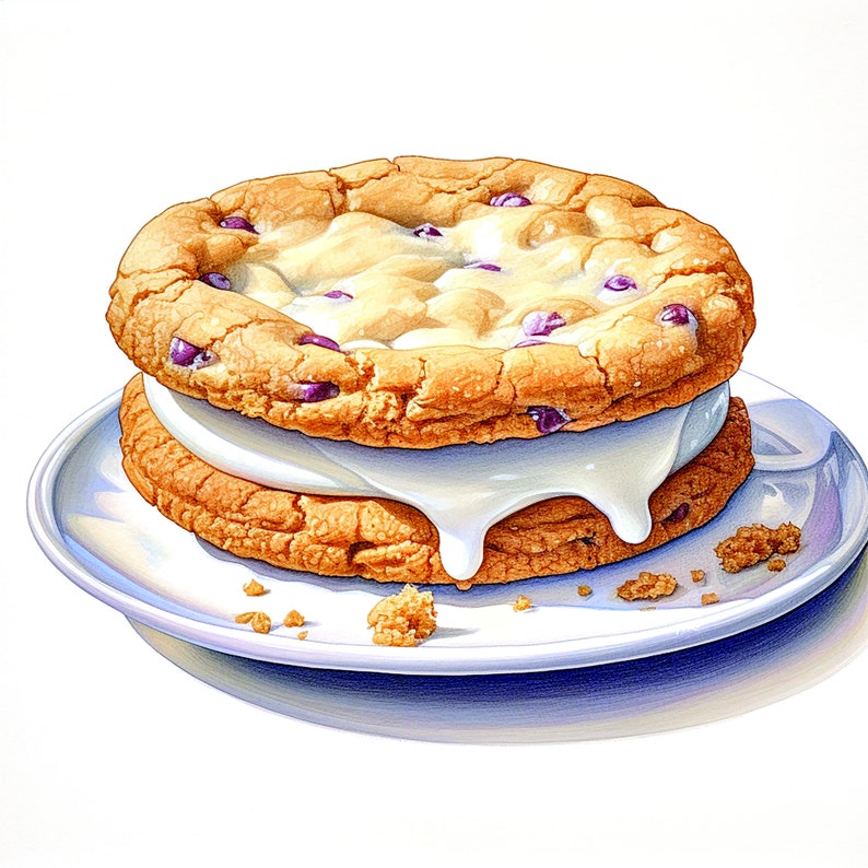 Cookie Watercolor Clipart Ai Art Print Instant Download for - Etsy