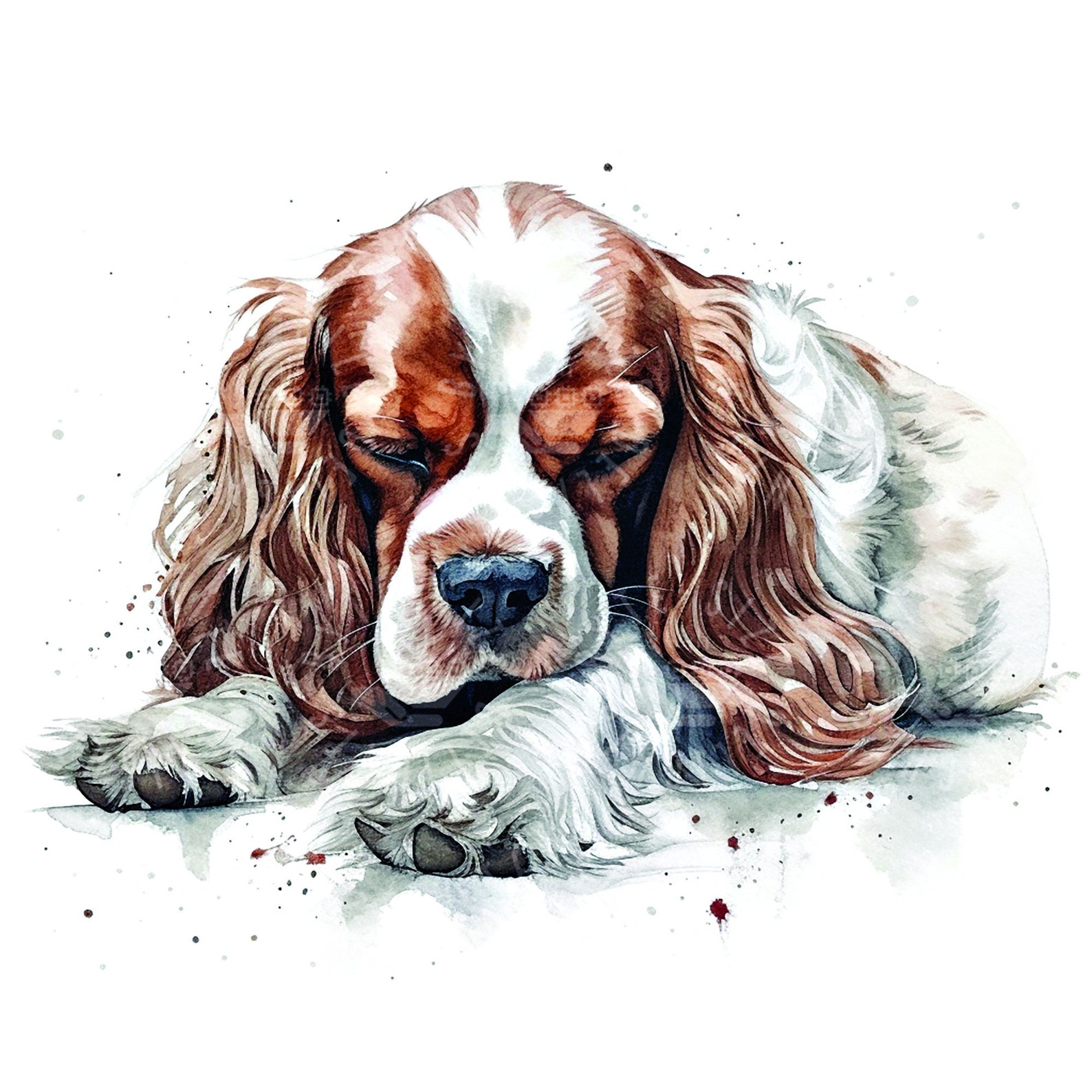 King Charles Spaniel Watercolor Clipart, Ai Art Print, Instant Download ...