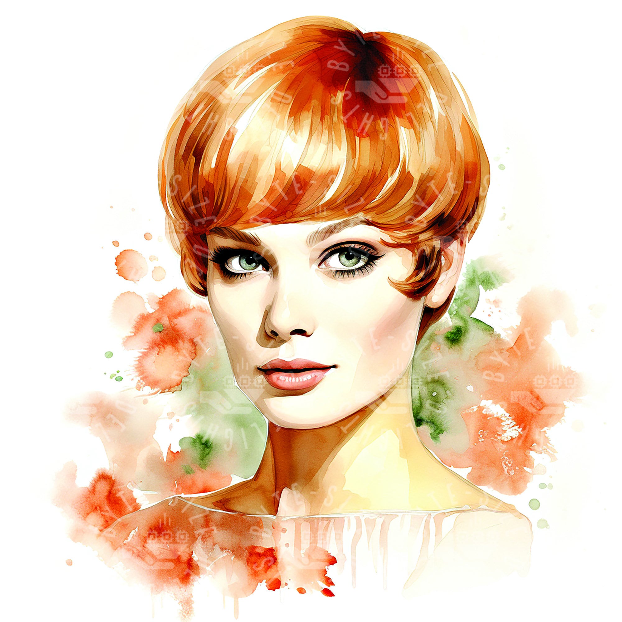 1970s Women: Watercolor Paintings for Instant Download for Your Print ...
