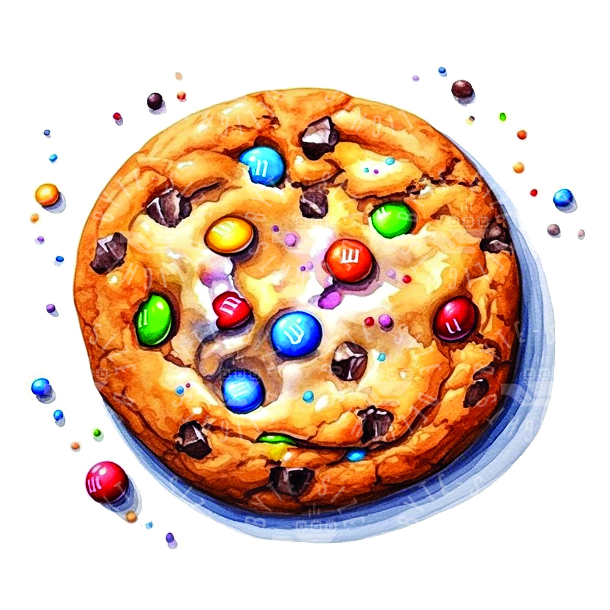 Cookie Watercolor Clipart, Ai Art Print, Instant Download for Print on ...