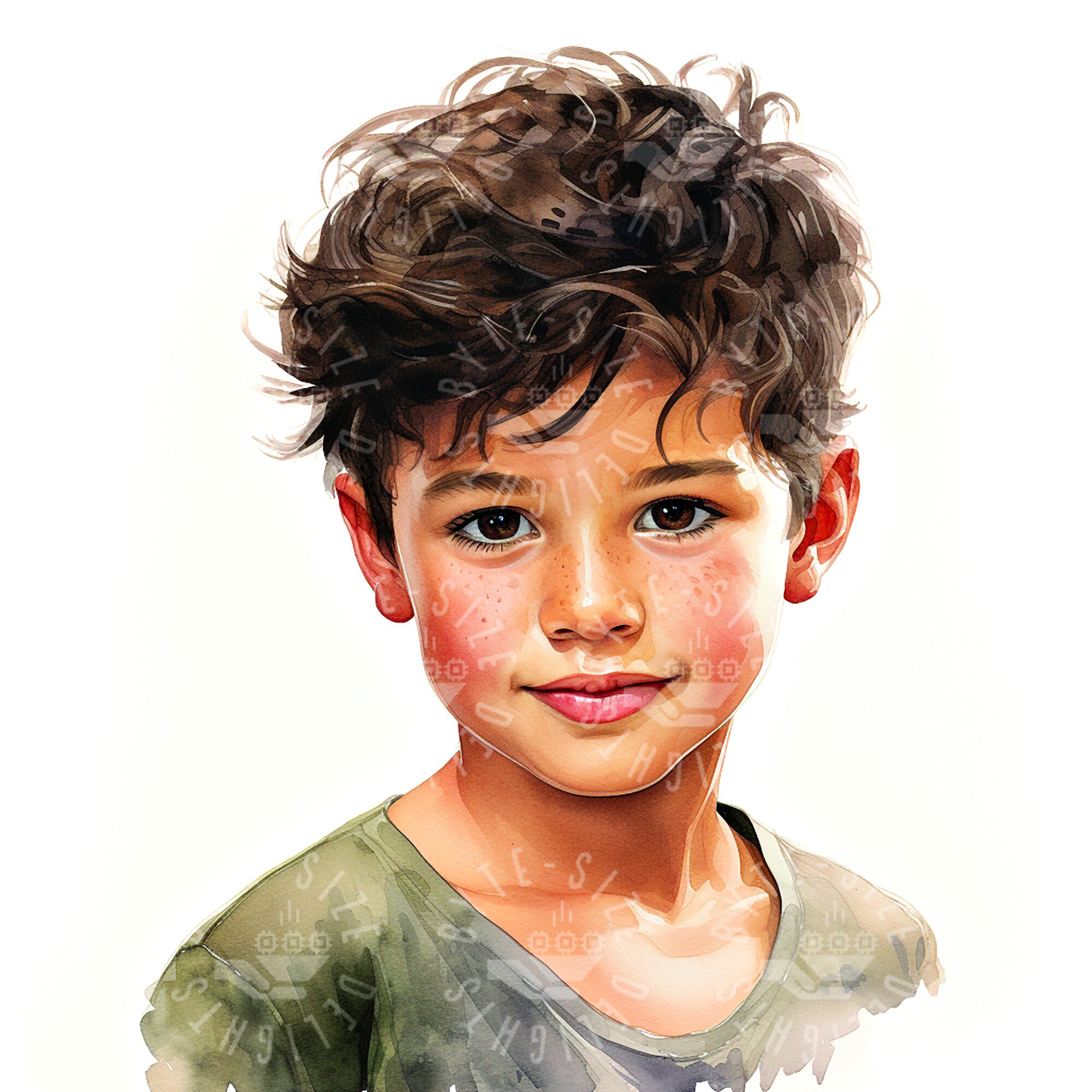 Watercolor Clipart of Super Cute American Boys, Ai Art Print, Instant ...