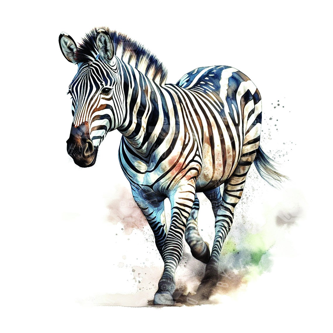Zebra Watercolor Clipart, Ai Art Print, Instant Download for Print on ...