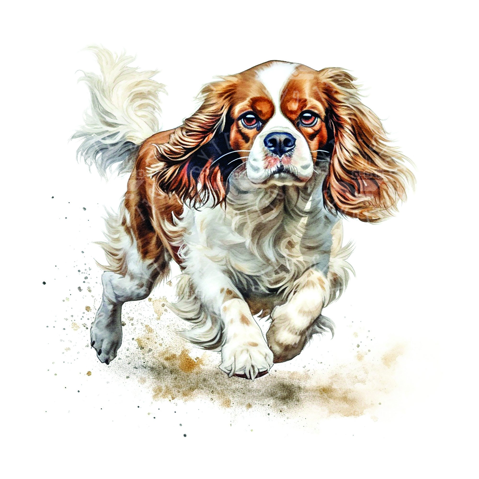 King Charles Spaniel Watercolor Clipart, Ai Art Print, Instant Download ...