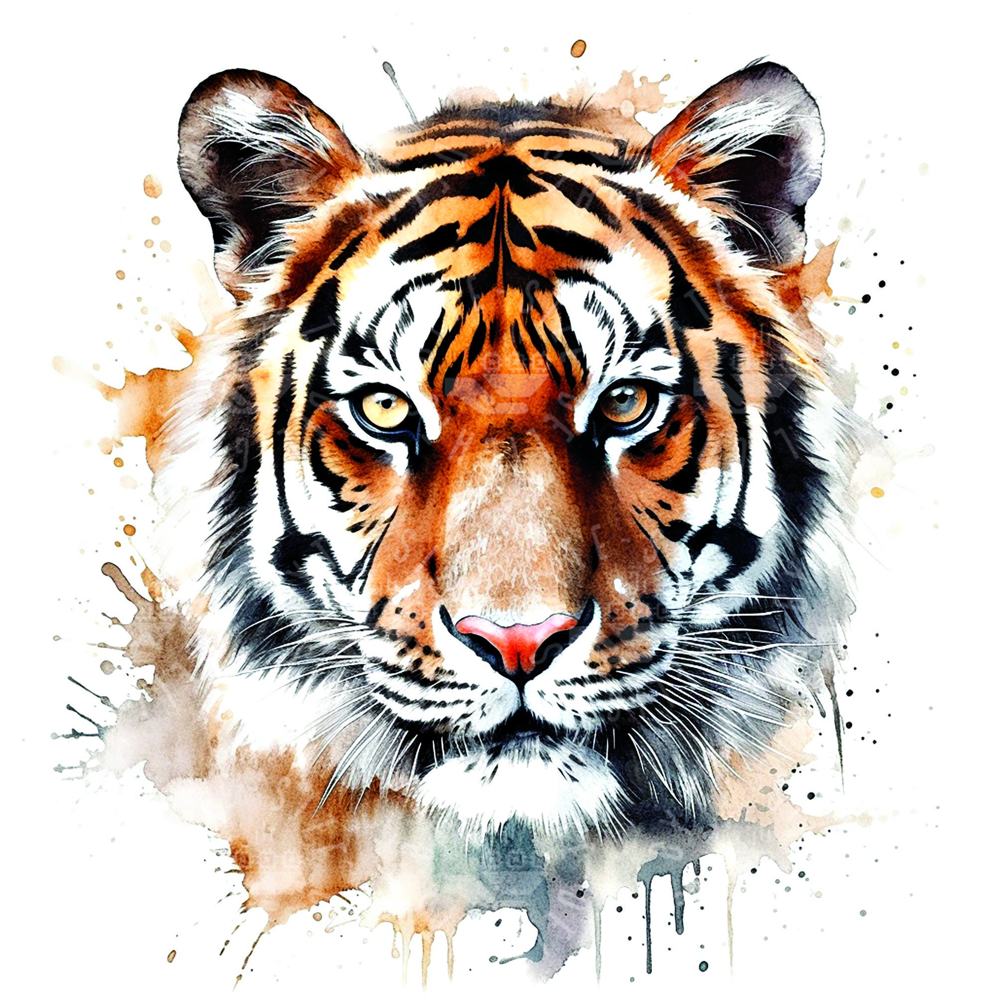 Tiger Watercolor Clipart, Ai Art Print, Instant Download for Print on ...