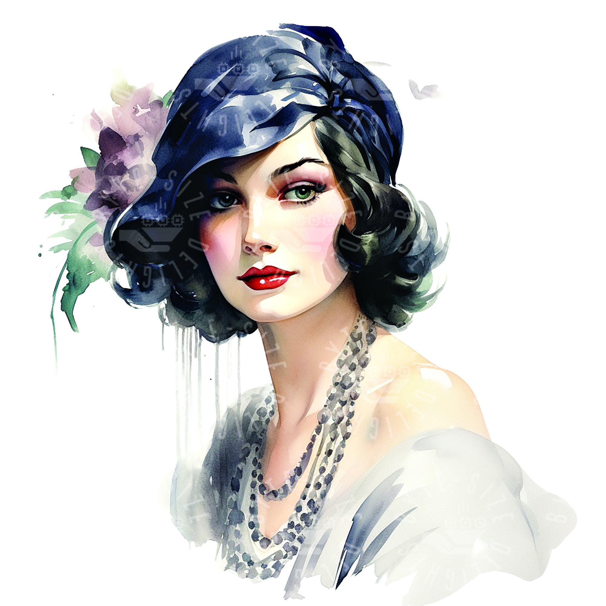 1920s Women: Watercolor Paintings for Instant Download for Your Print ...