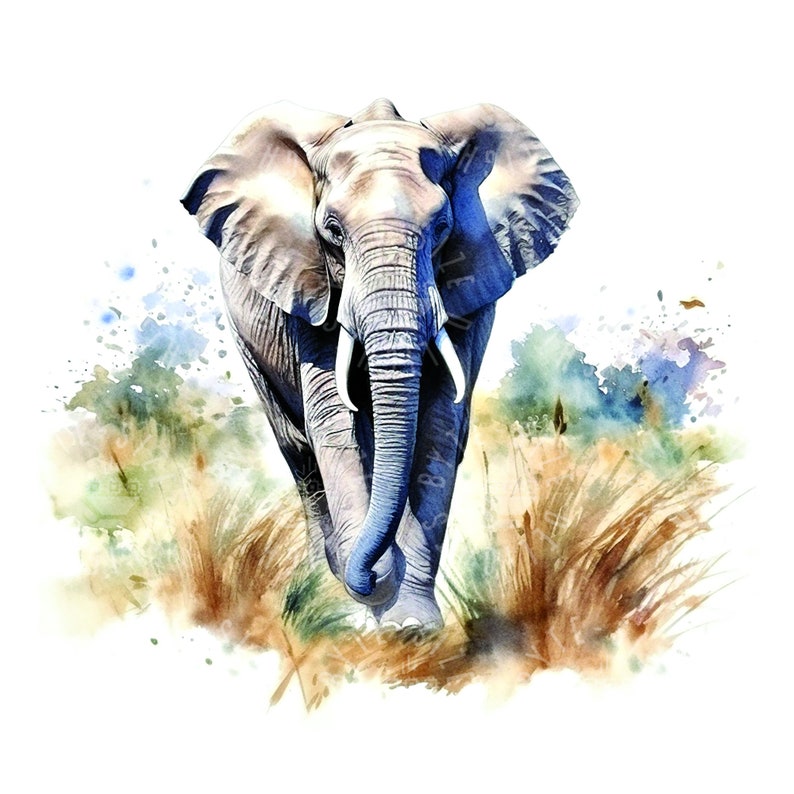 Elephant Watercolor Clipart Ai Art Print Instant Download - Etsy