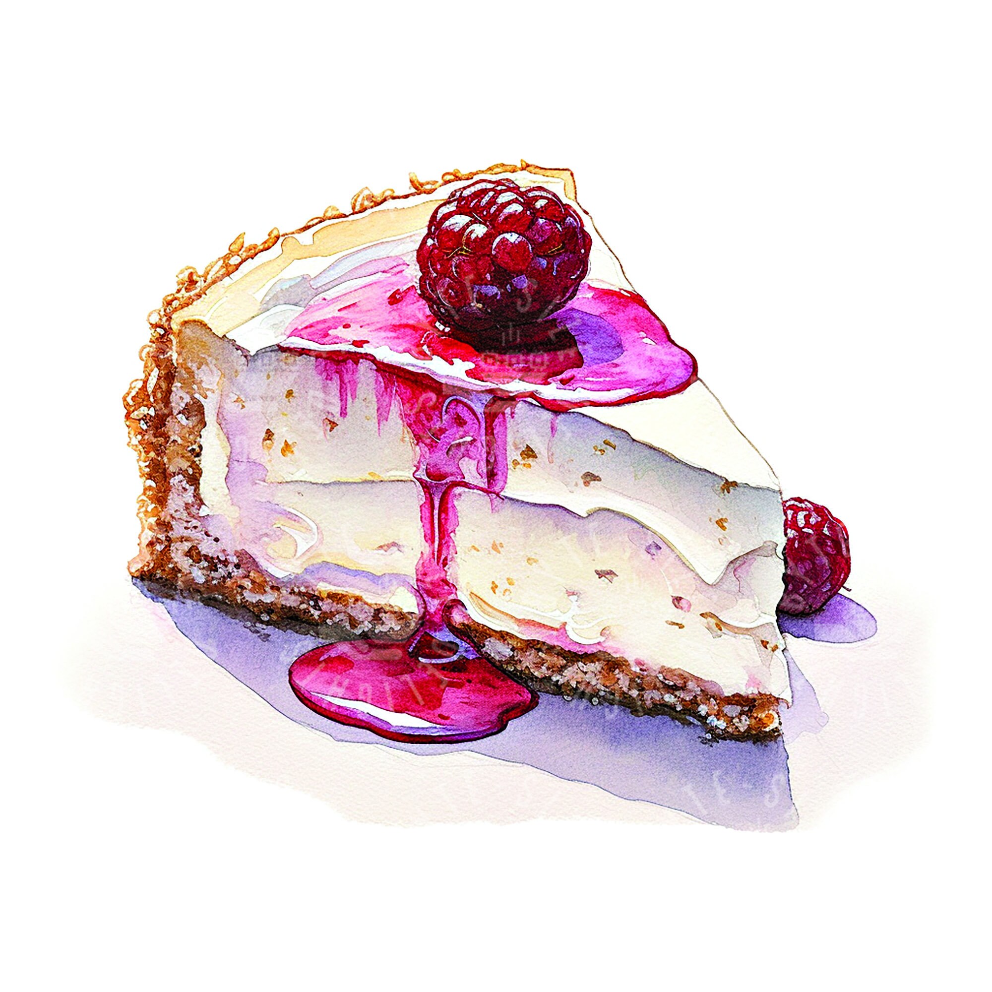 Cheesecake Watercolor Clipart, Ai Art Print, Instant Download for Print ...