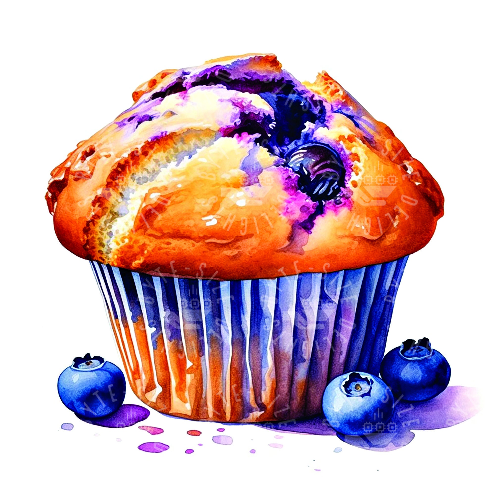 Muffin Watercolor Clipart, Ai Art Print, Instant Download for Print on ...