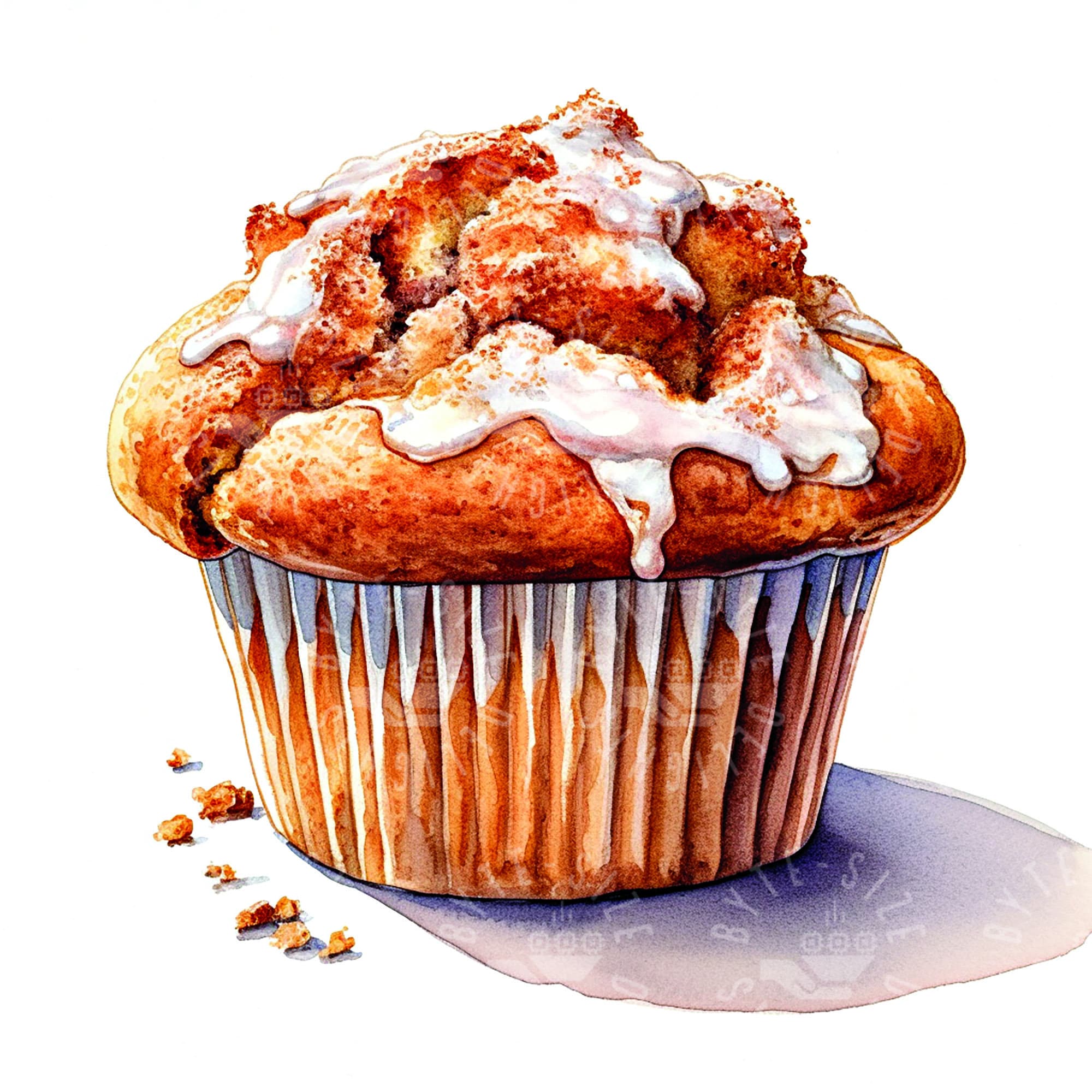 Muffin Watercolor Clipart, Ai Art Print, Instant Download for Print on ...