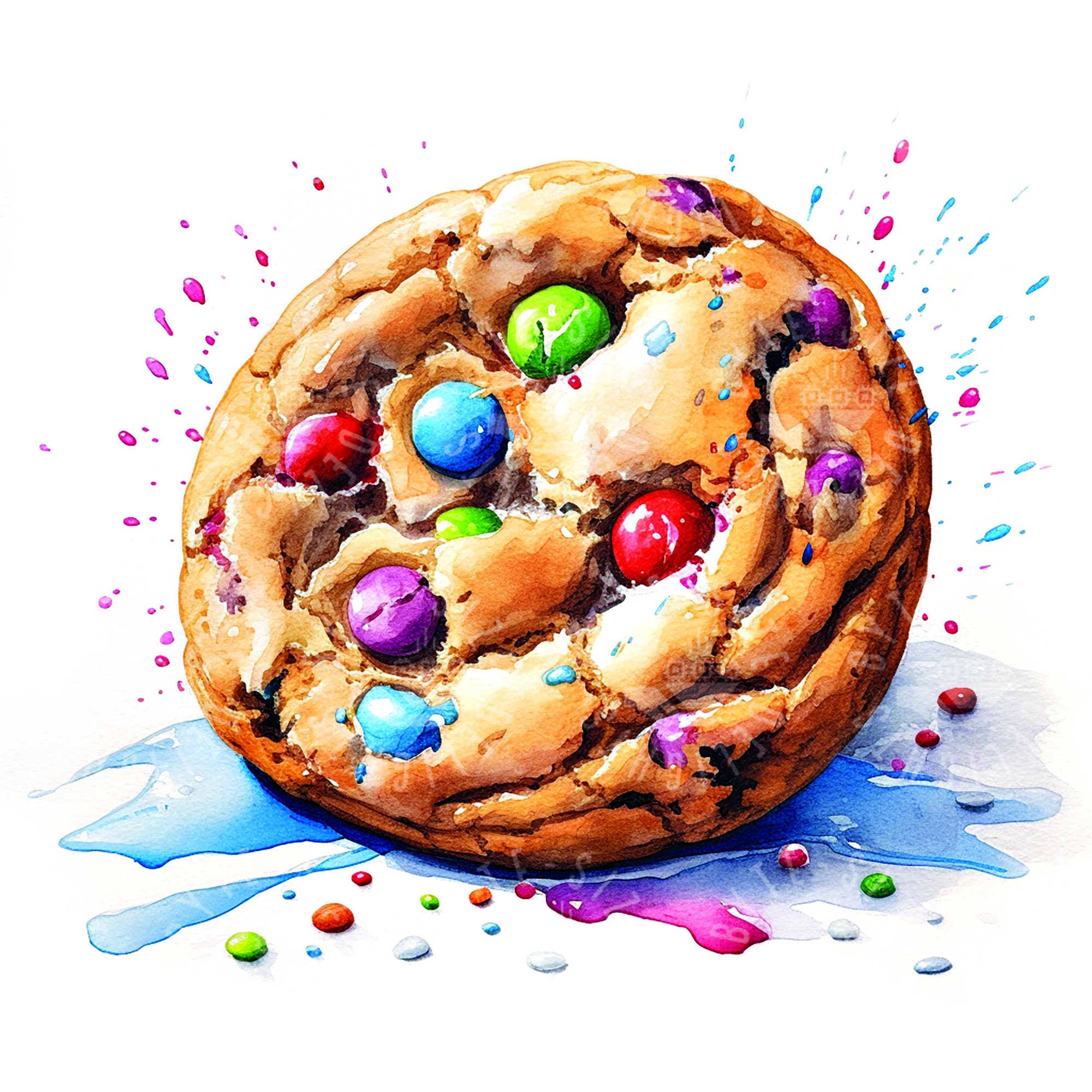 Cookie Watercolor Clipart, Ai Art Print, Instant Download for Print on ...