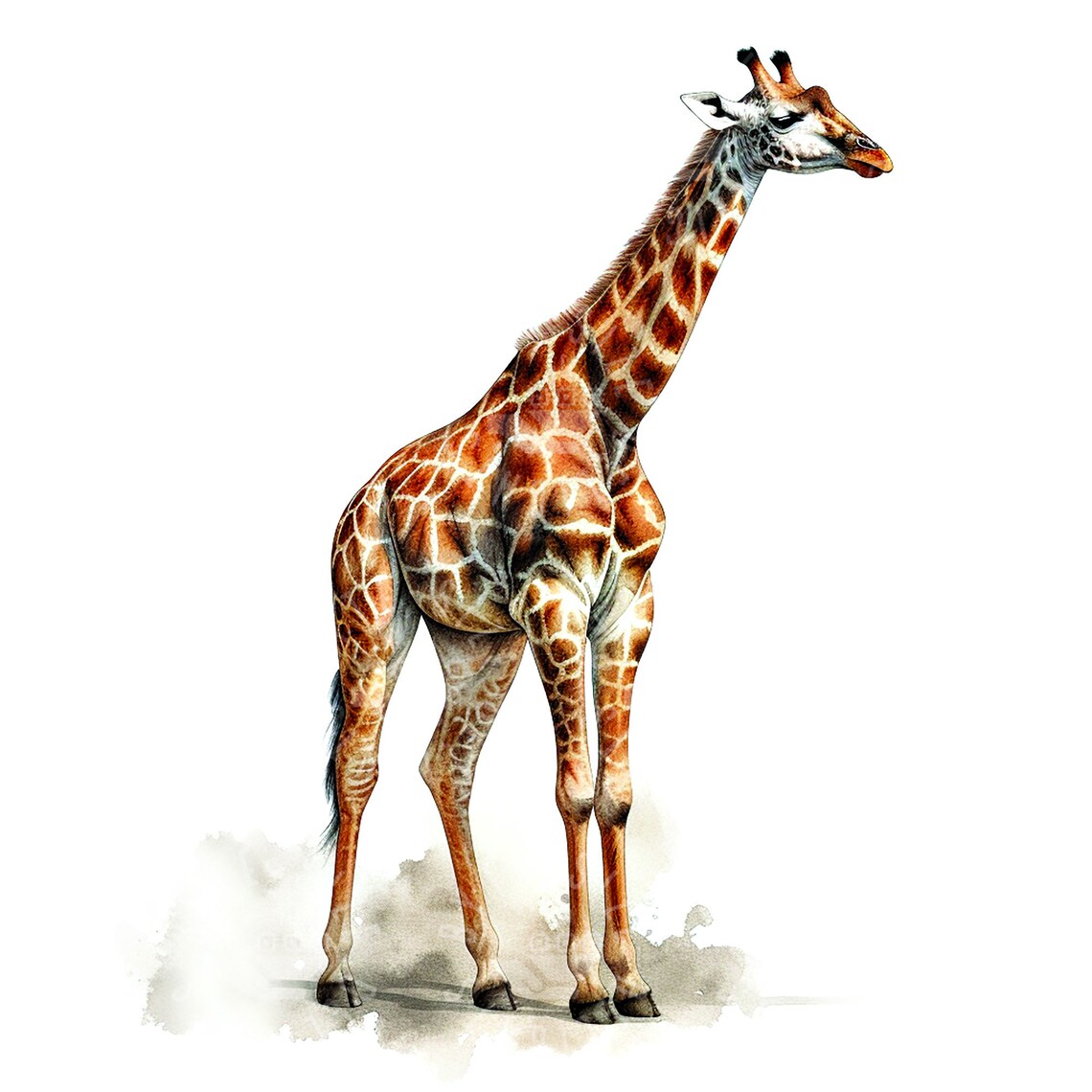 Giraffe Watercolor Clipart, Ai Art Print, Instant Download for Print on ...