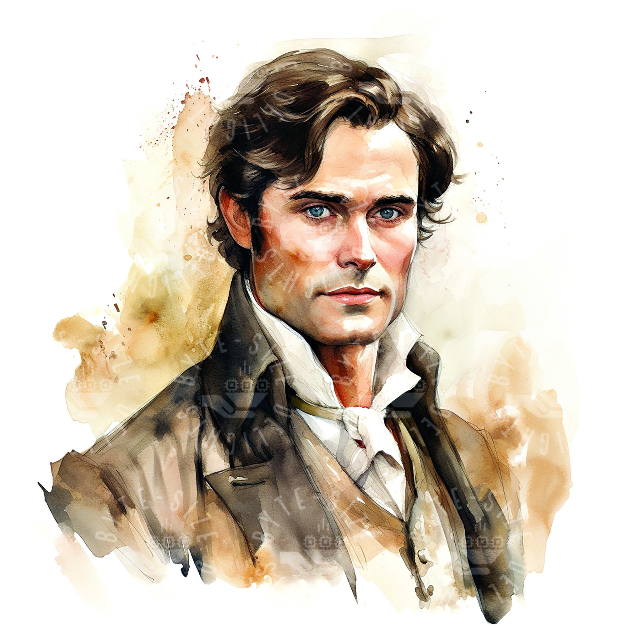 Victorian Men: Watercolor Paintings for Instant Download for Your Print ...