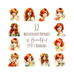 1970s Women: Watercolor Paintings for Instant Download for Your Print ...