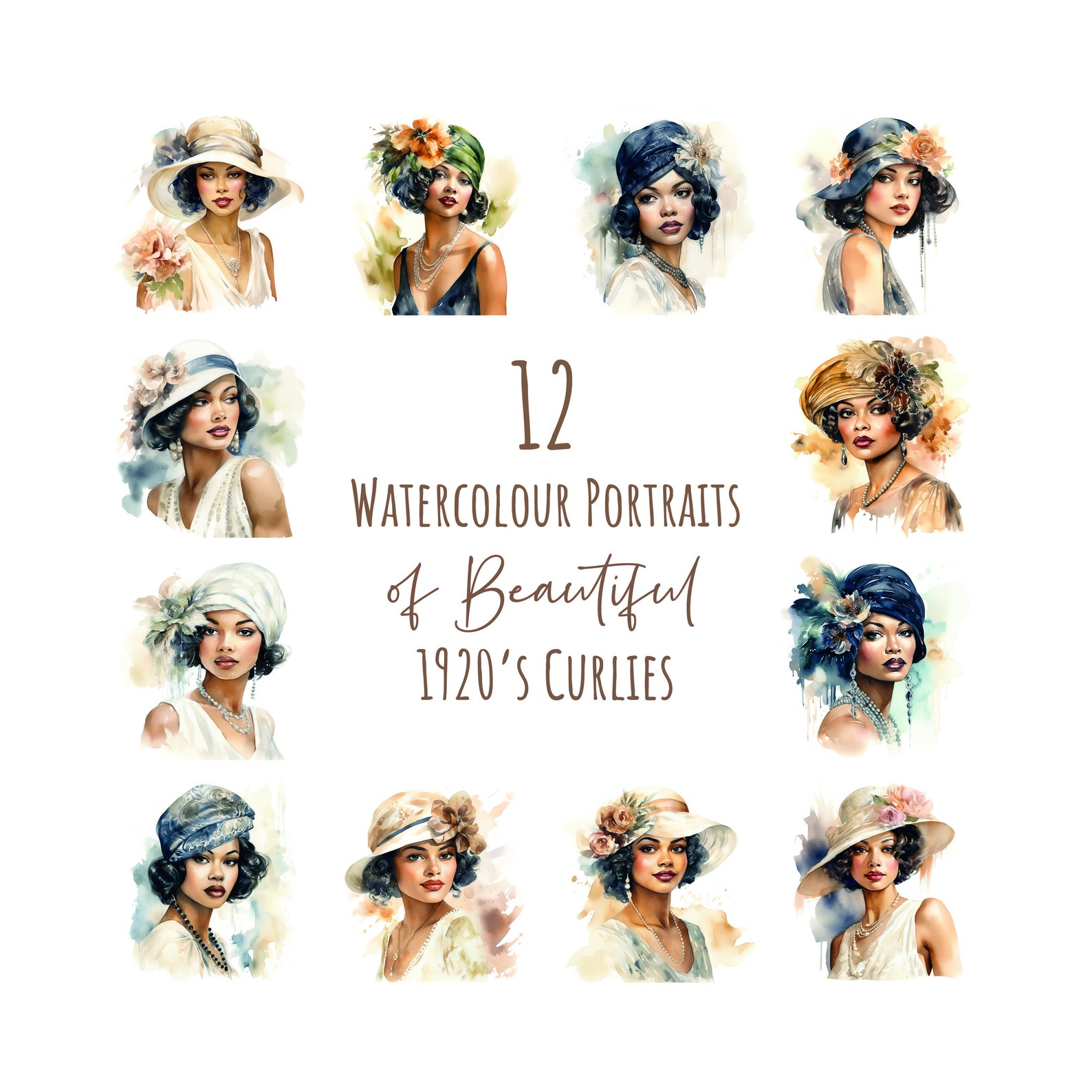 1920s Women: Watercolor Paintings for Instant Download for Your Print ...