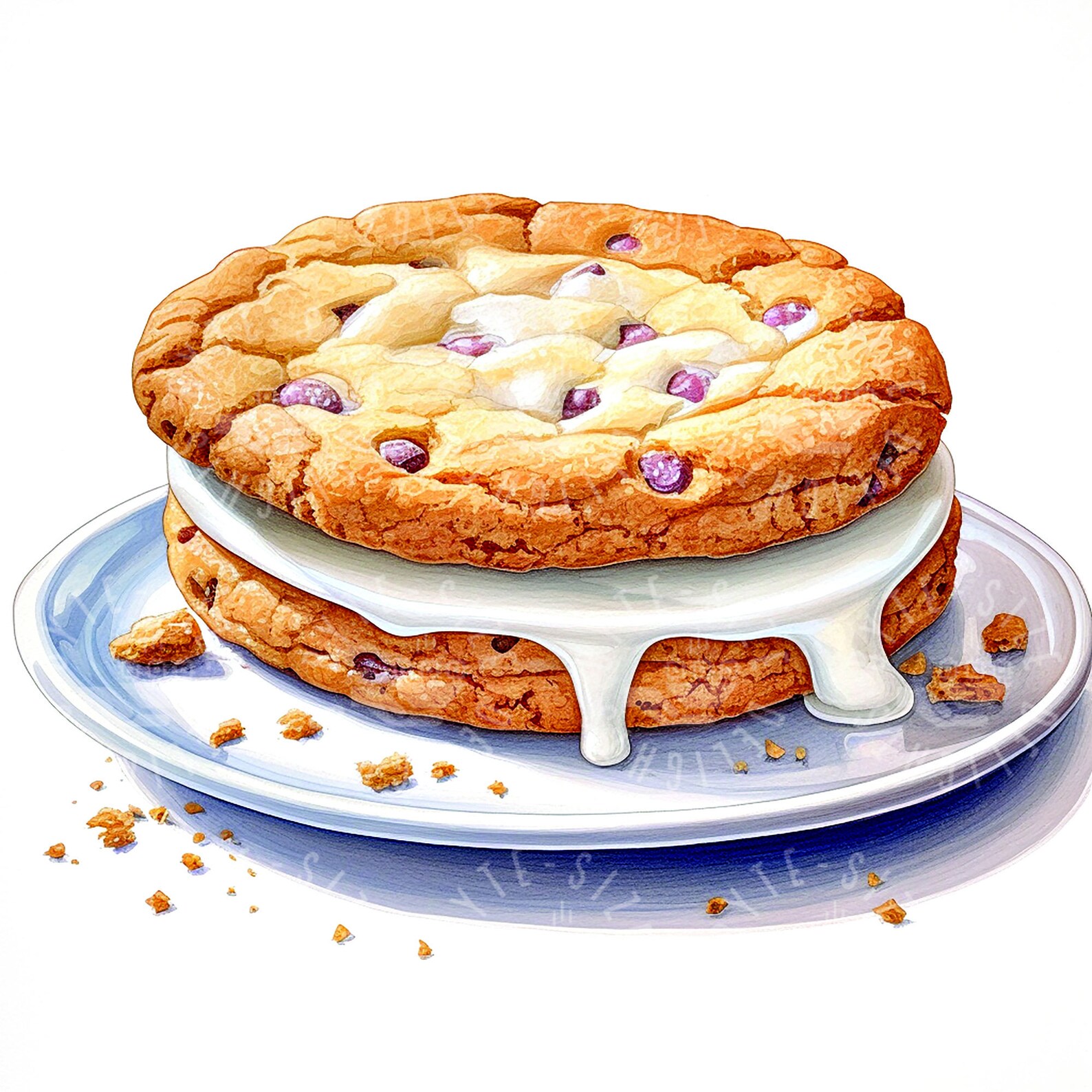 Cookie Watercolor Clipart, Ai Art Print, Instant Download for Print on ...