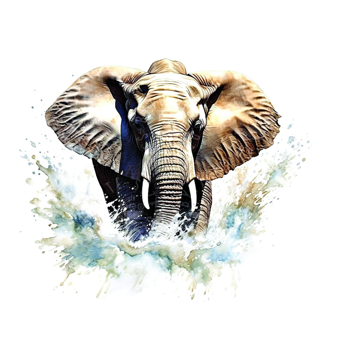 Elephant Watercolor Clipart Ai Art Print Instant Download - Etsy