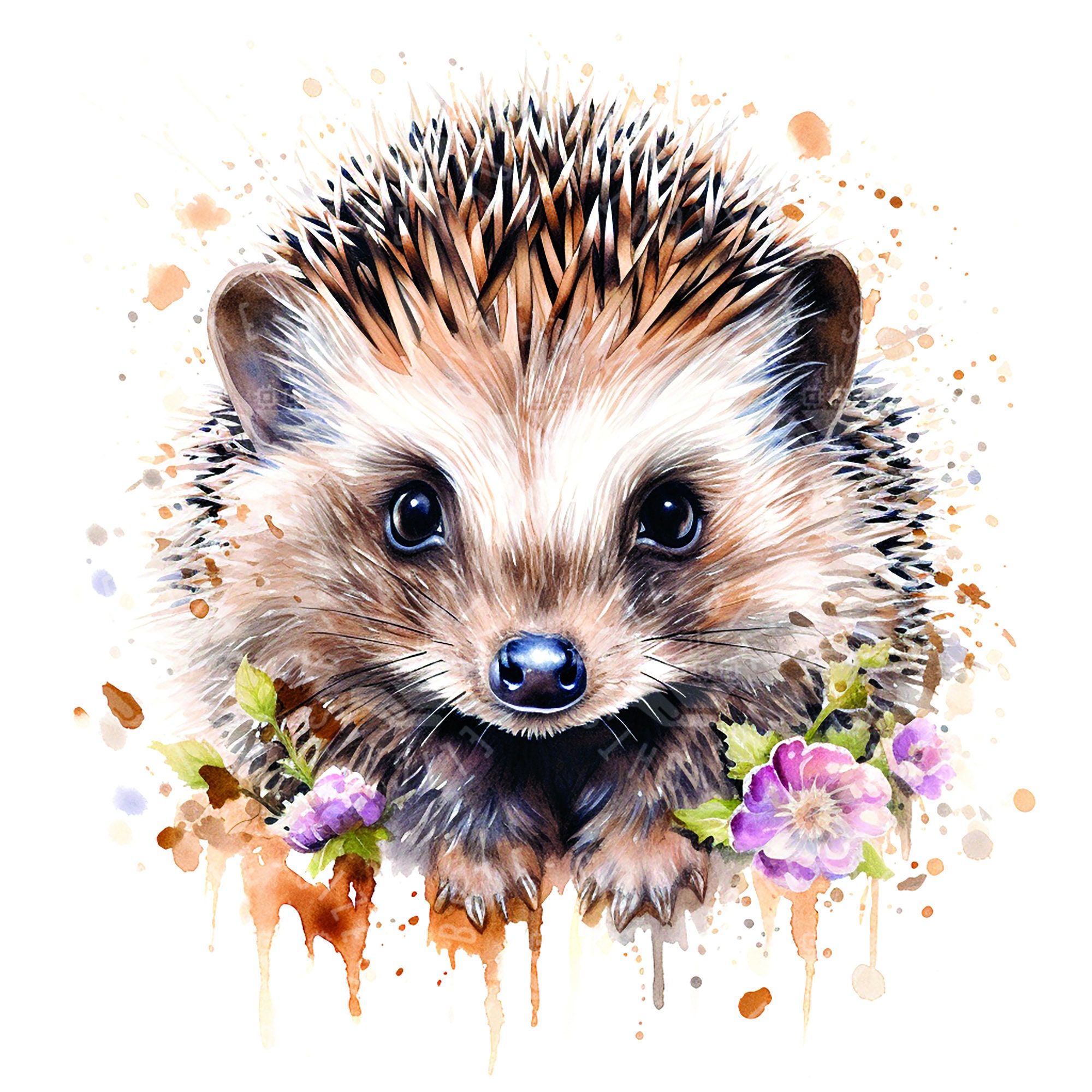 Hedgehog Watercolor Clipart Ai Art Print Instant Download - Etsy