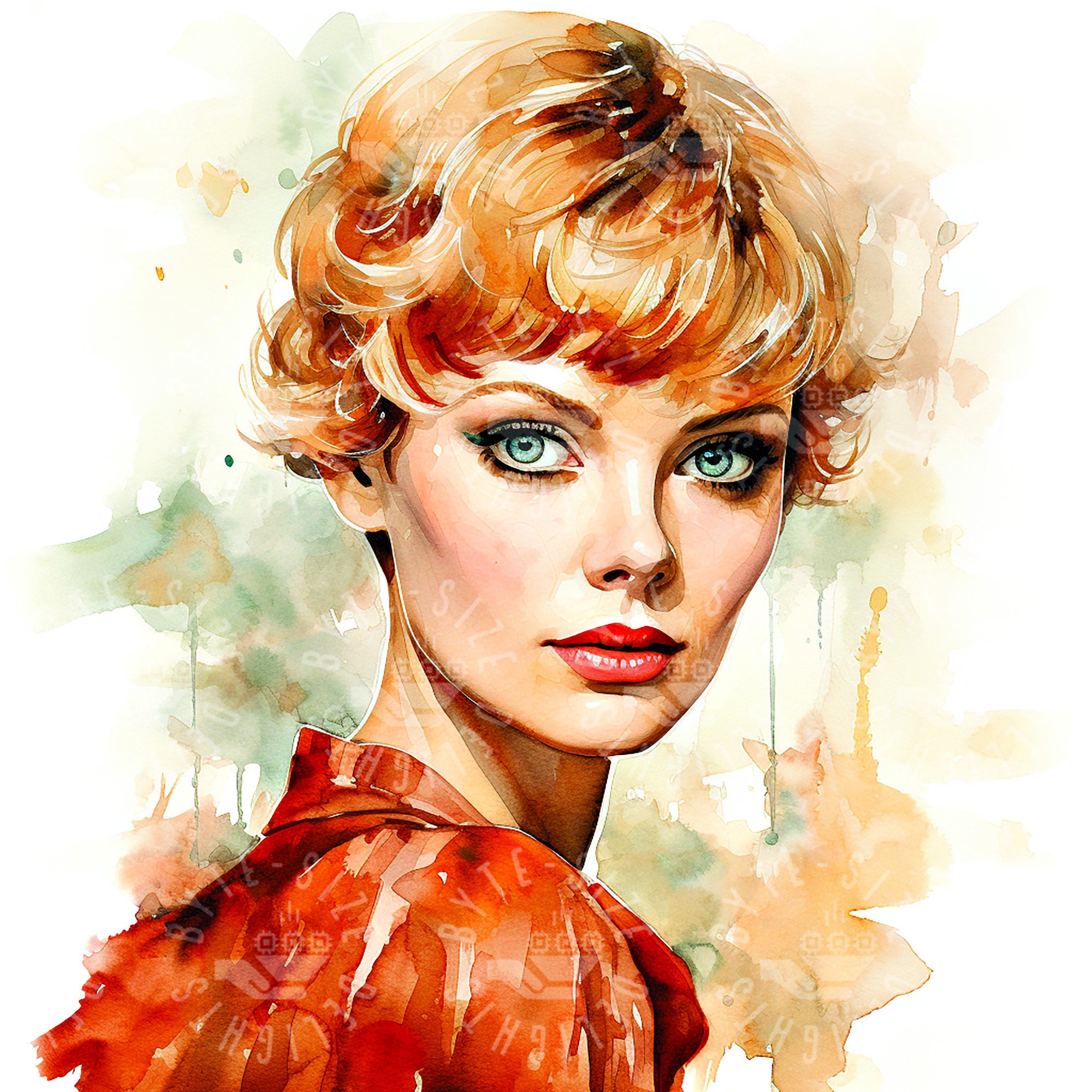 1970s Women: Watercolor Paintings for Instant Download for Your Print ...