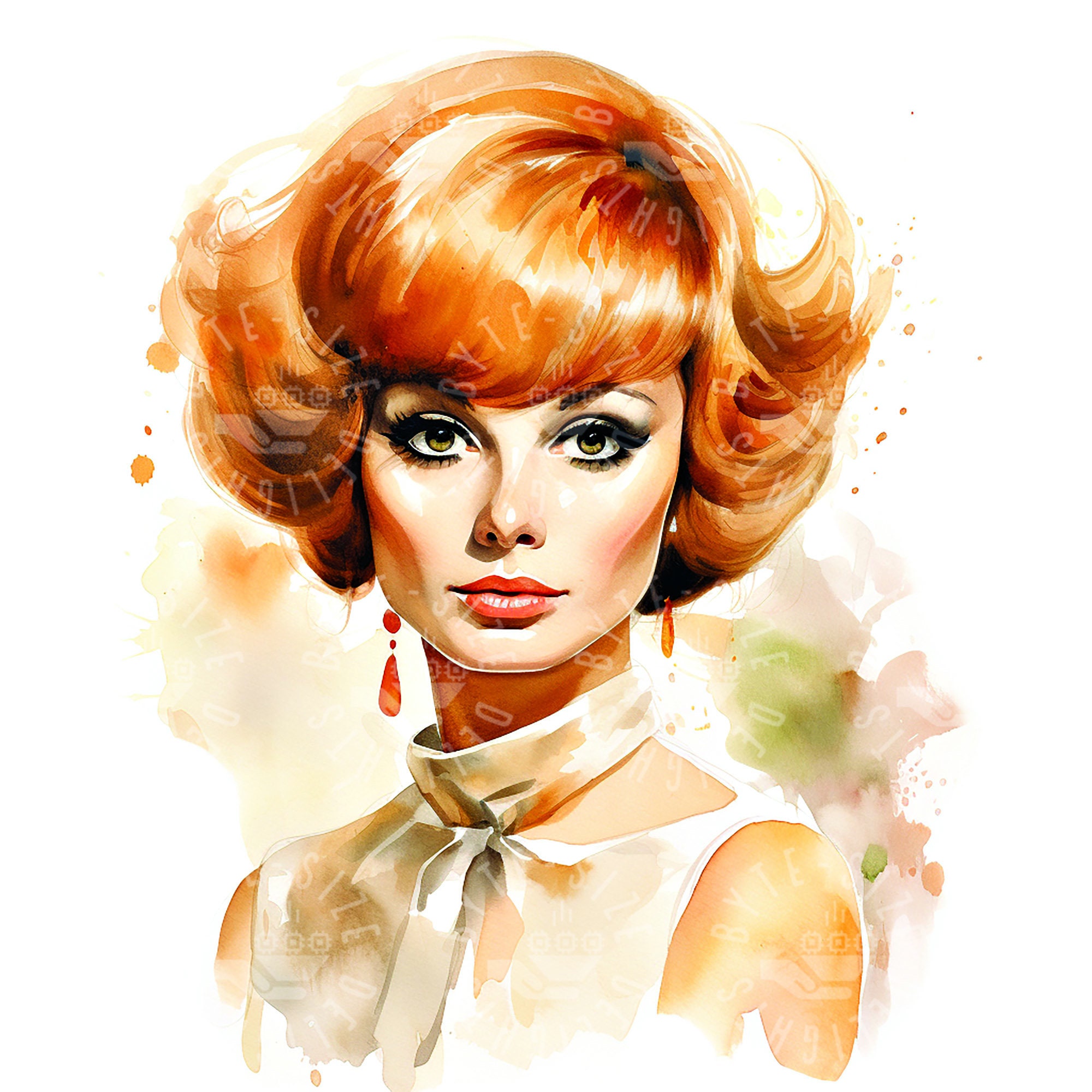 1970s Women: Watercolor Paintings for Instant Download for Your Print ...