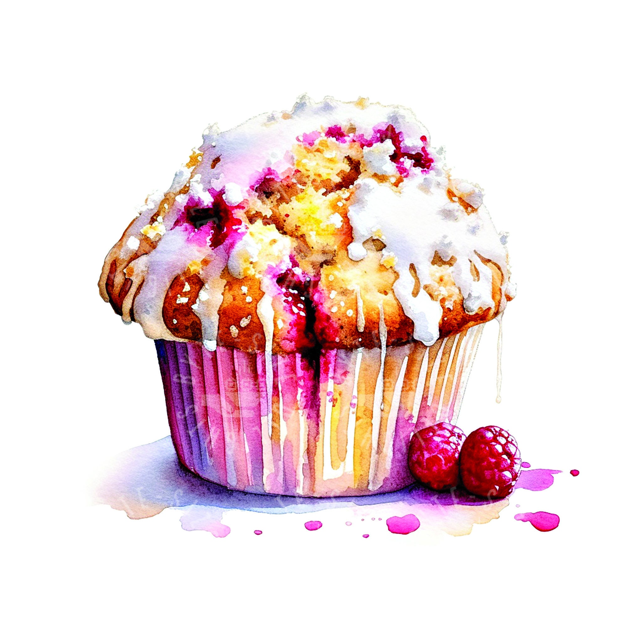 Muffin Watercolor Clipart, Ai Art Print, Instant Download for Print on ...