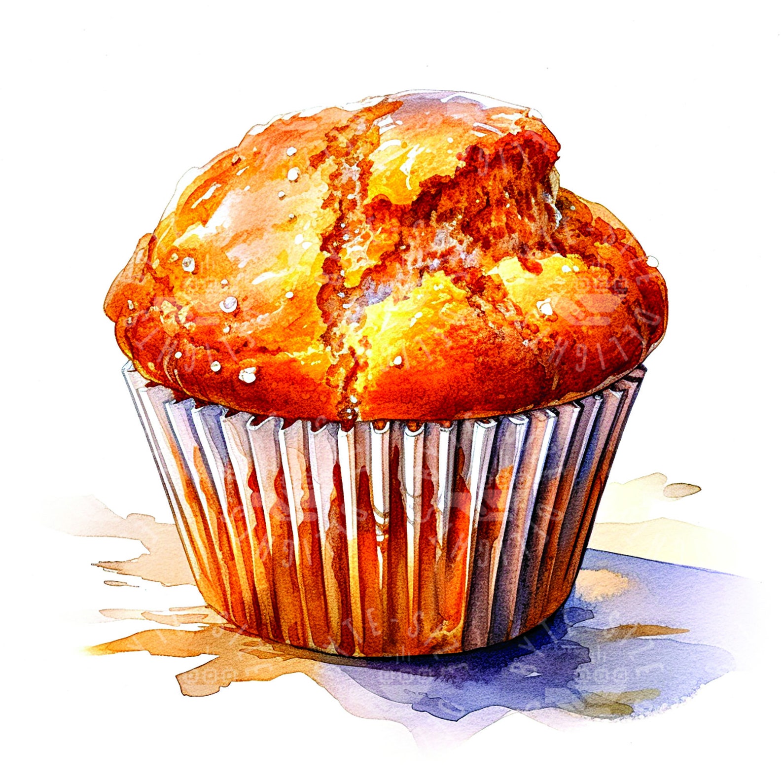 Muffin Watercolor Clipart, Ai Art Print, Instant Download for Print on ...