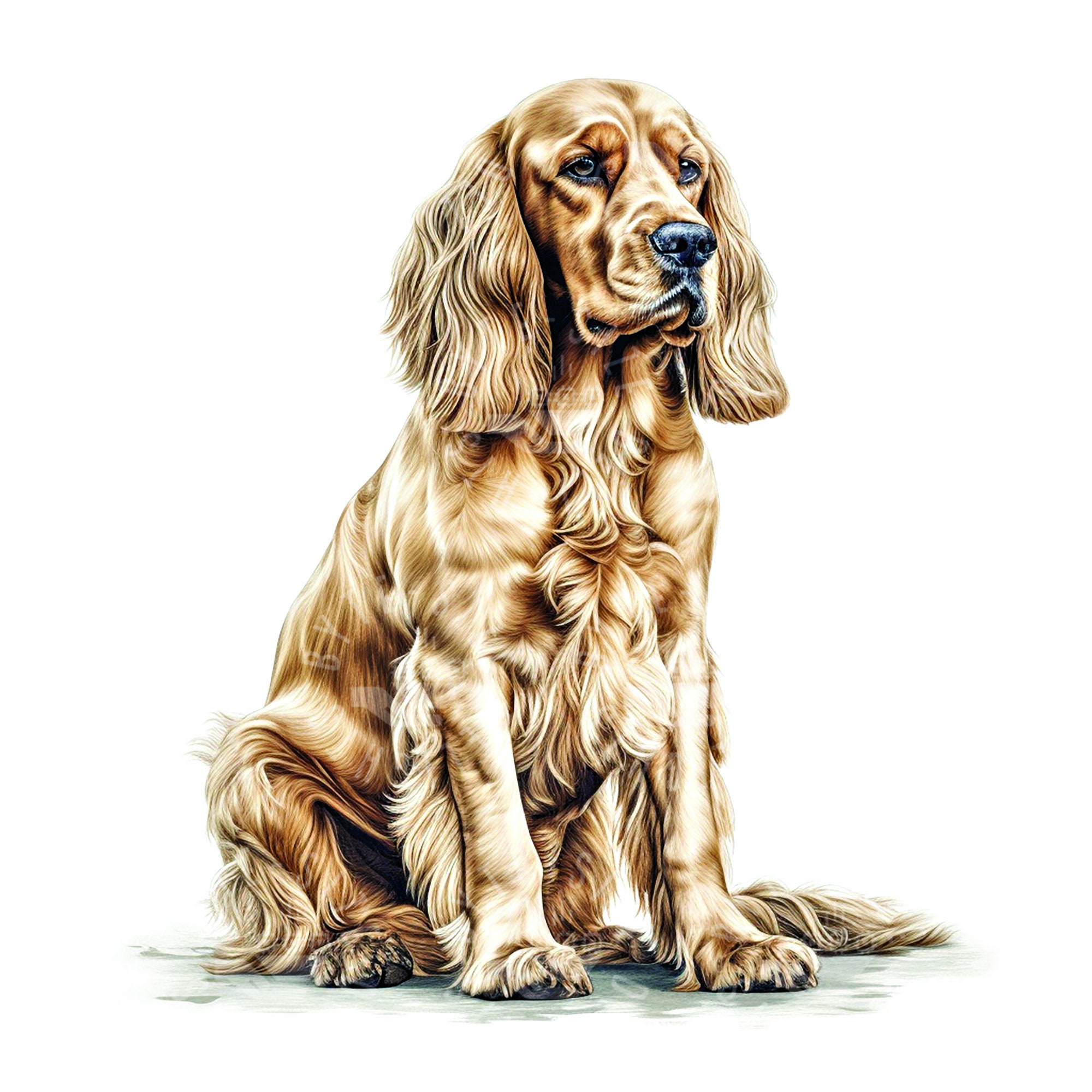 Cocker Spaniel Watercolor Clipart, Ai Art Print, Instant Download for ...