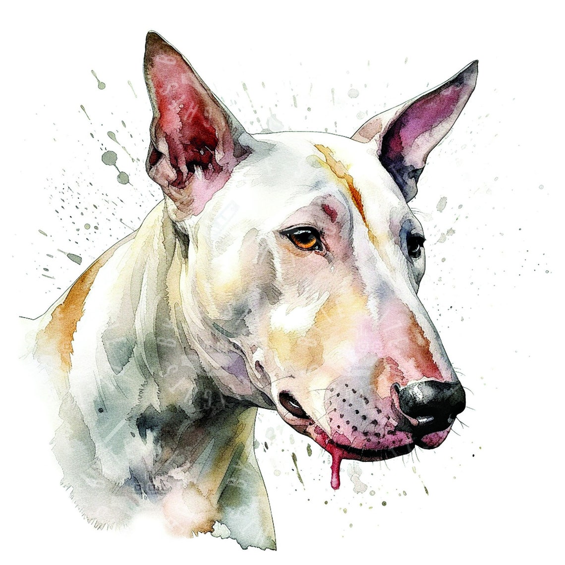 Bull Terrier Watercolor Clipart Ai Art Print Instant - Etsy