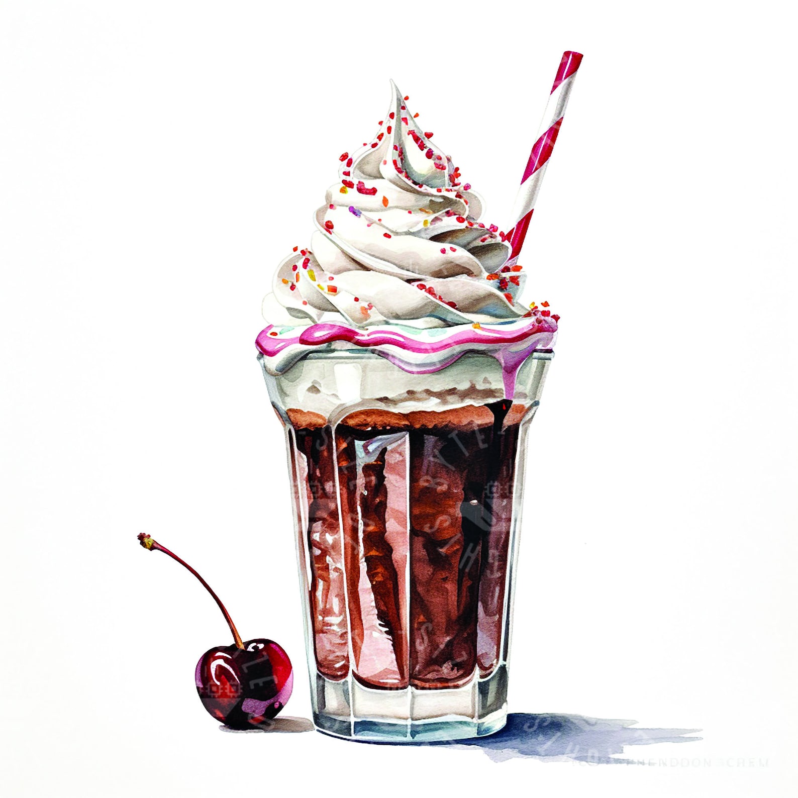 Milkshake Watercolor Clipart, Ai Art Print, Instant Download for Print ...
