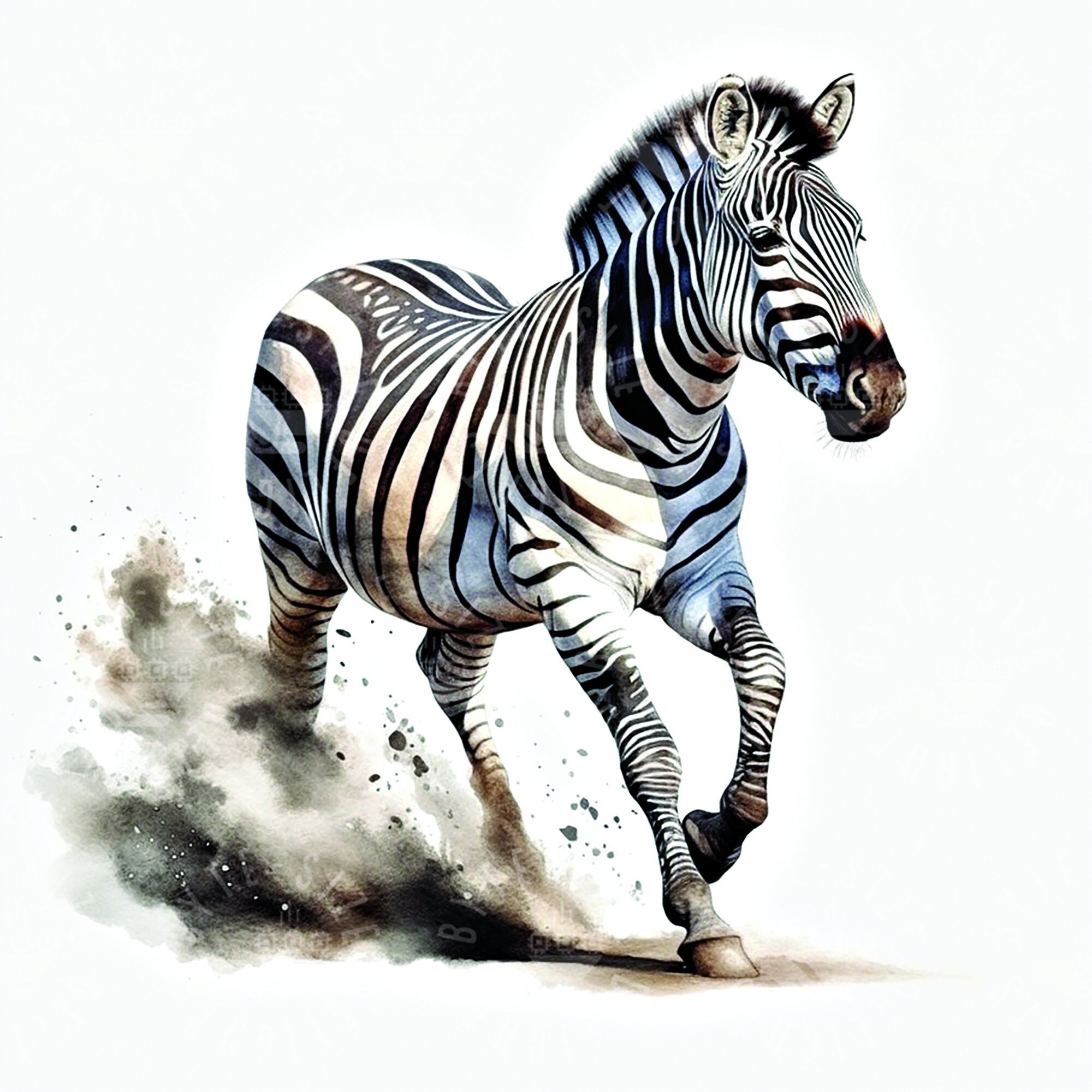 Zebra Watercolor Clipart, Ai Art Print, Instant Download for Print on ...