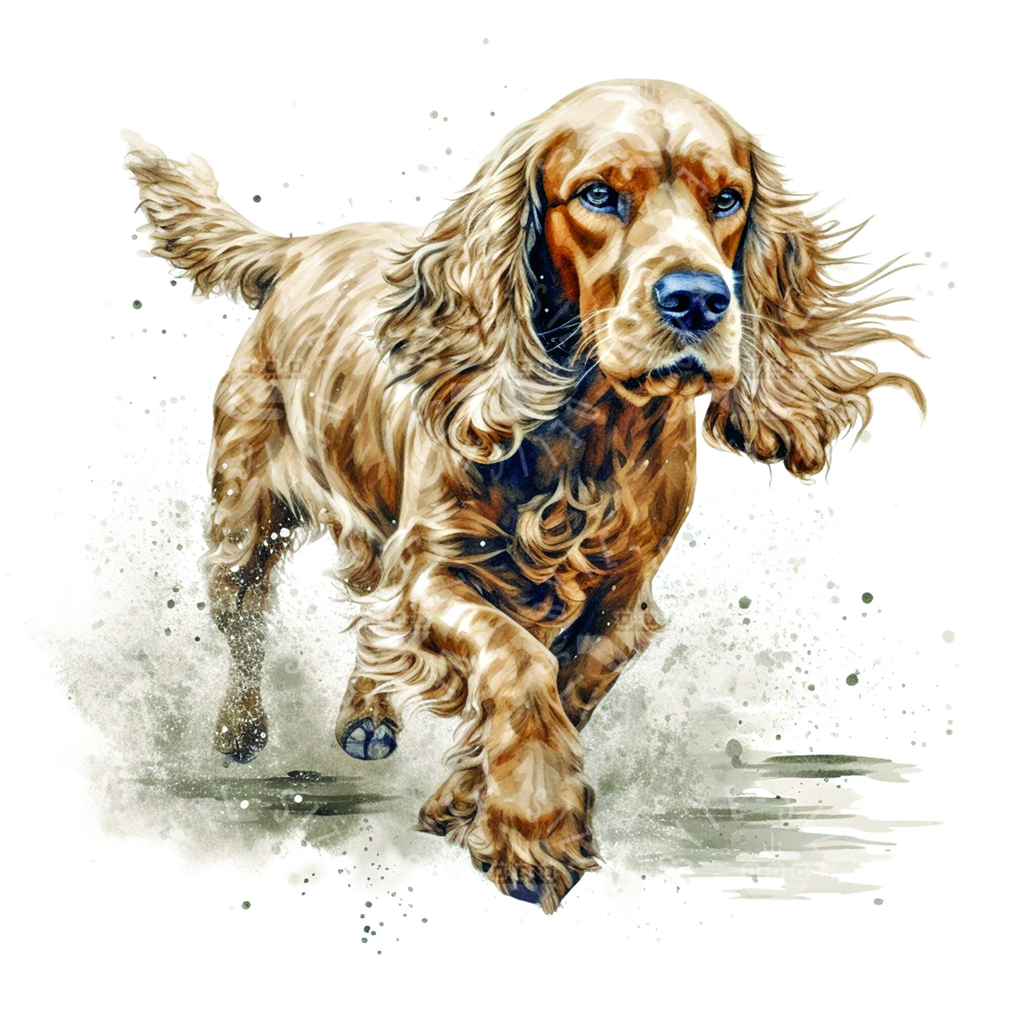 Cocker Spaniel Watercolor Clipart, Ai Art Print, Instant Download for ...