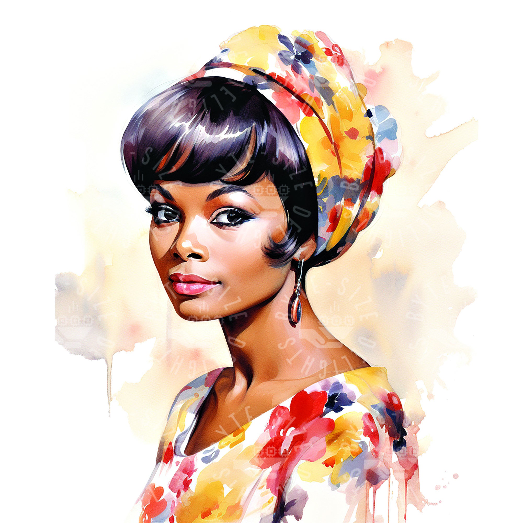 1960s Women: Watercolor Paintings for Instant Download for Your Print ...