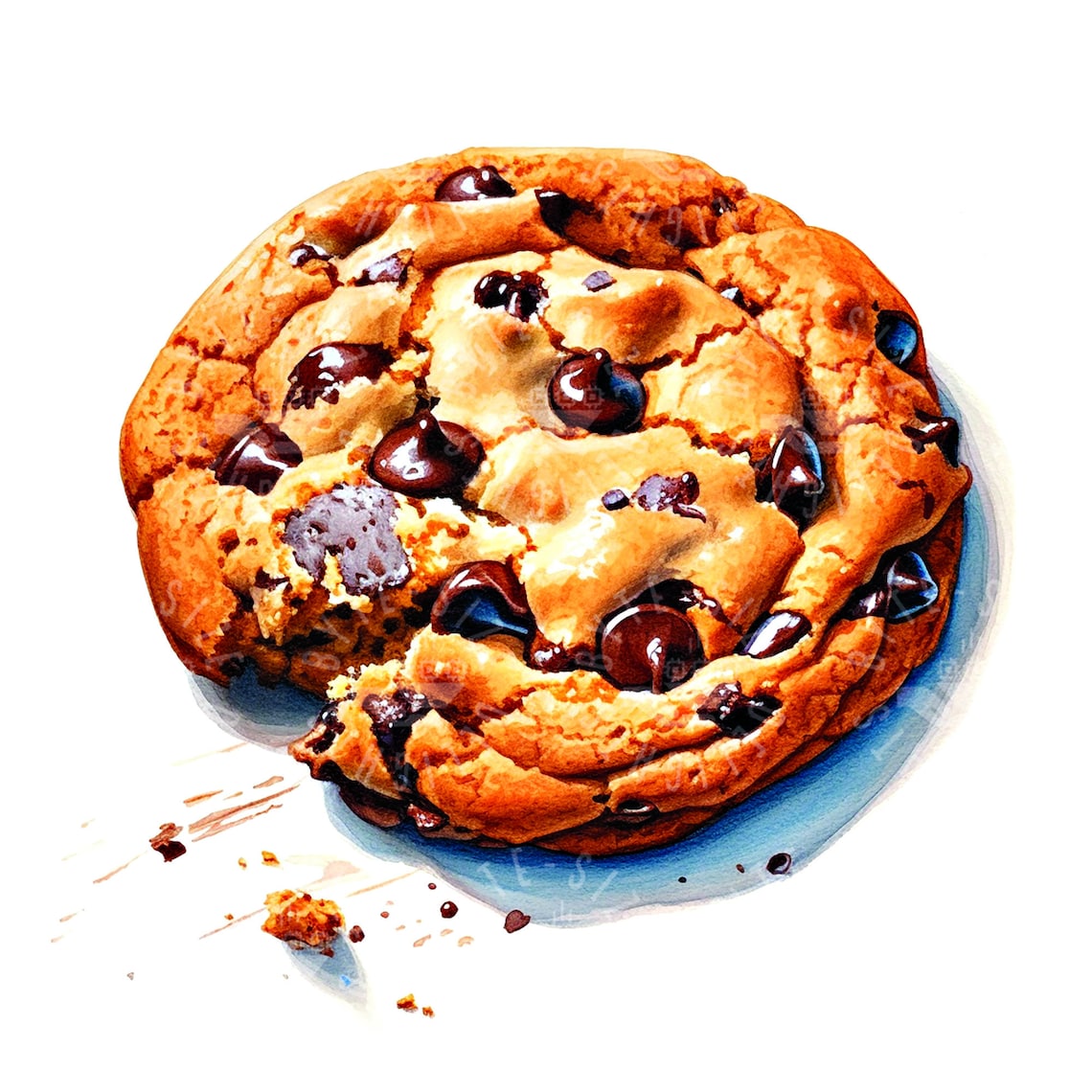 Cookie Watercolor Clipart, Ai Art Print, Instant Download for Print on ...