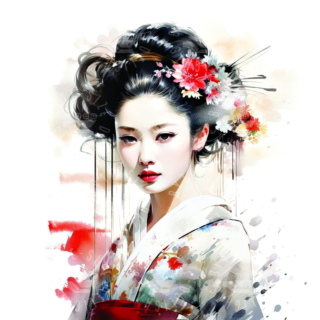 Geisha: Watercolor Paintings for Instant Download for Your Print-on ...