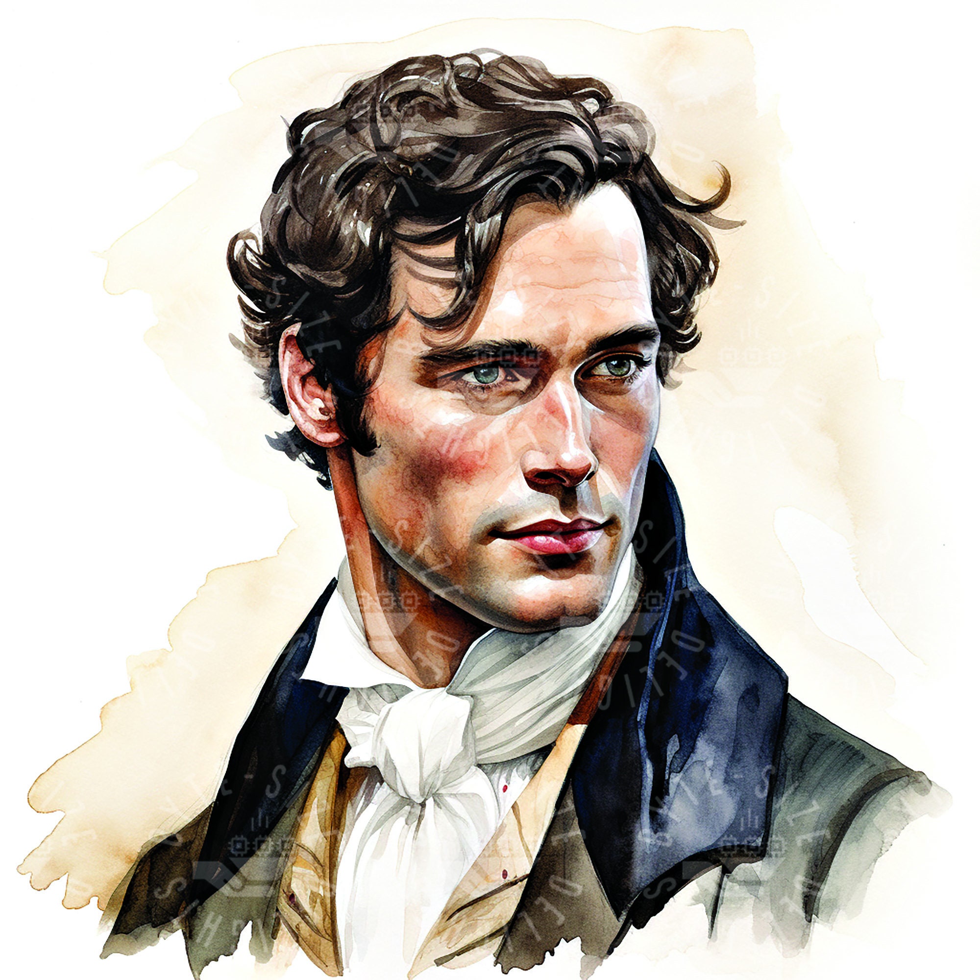 Victorian Men: Watercolor Paintings for Instant Download for Your Print ...