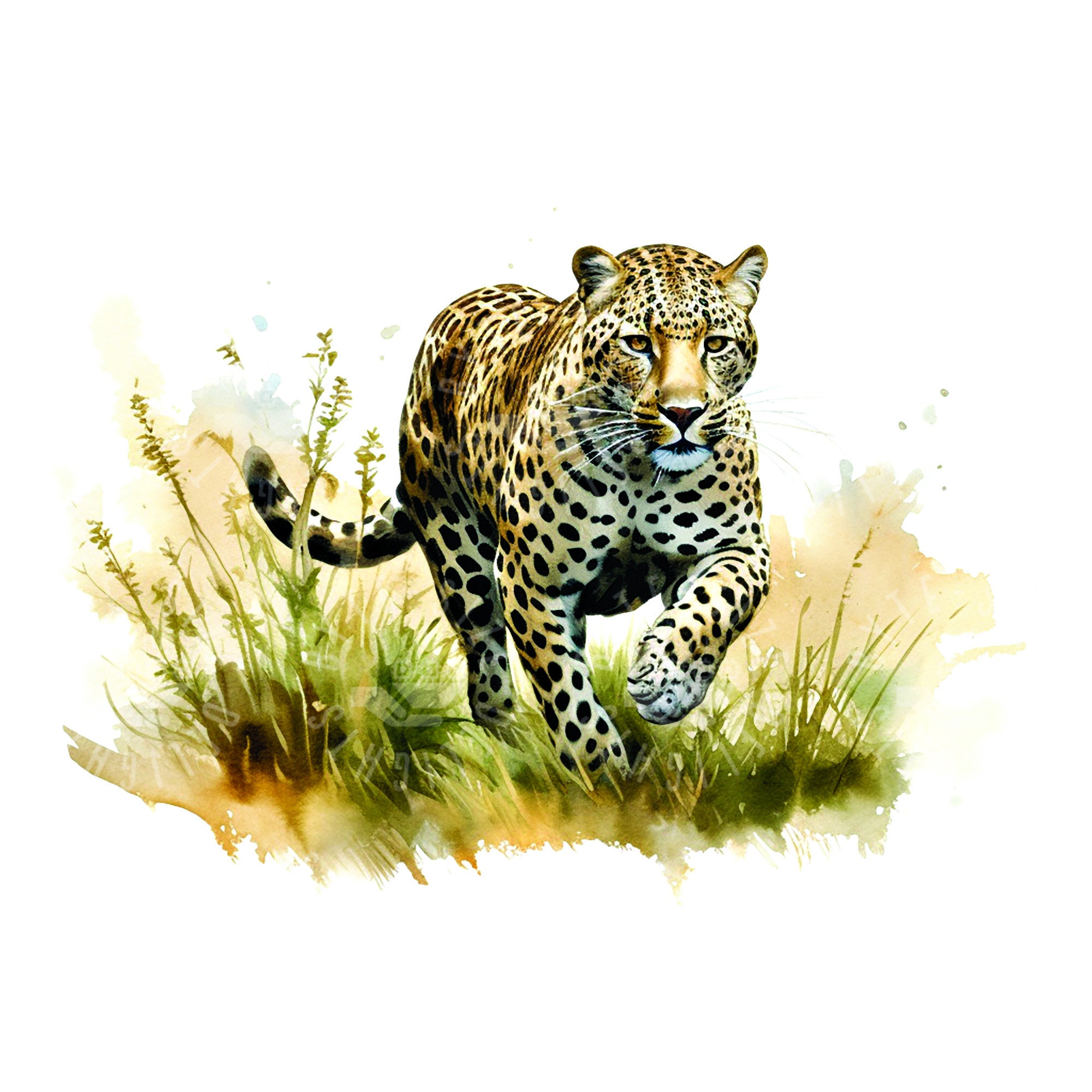 Leopard Watercolor Clipart Ai Art Print Instant Download for - Etsy