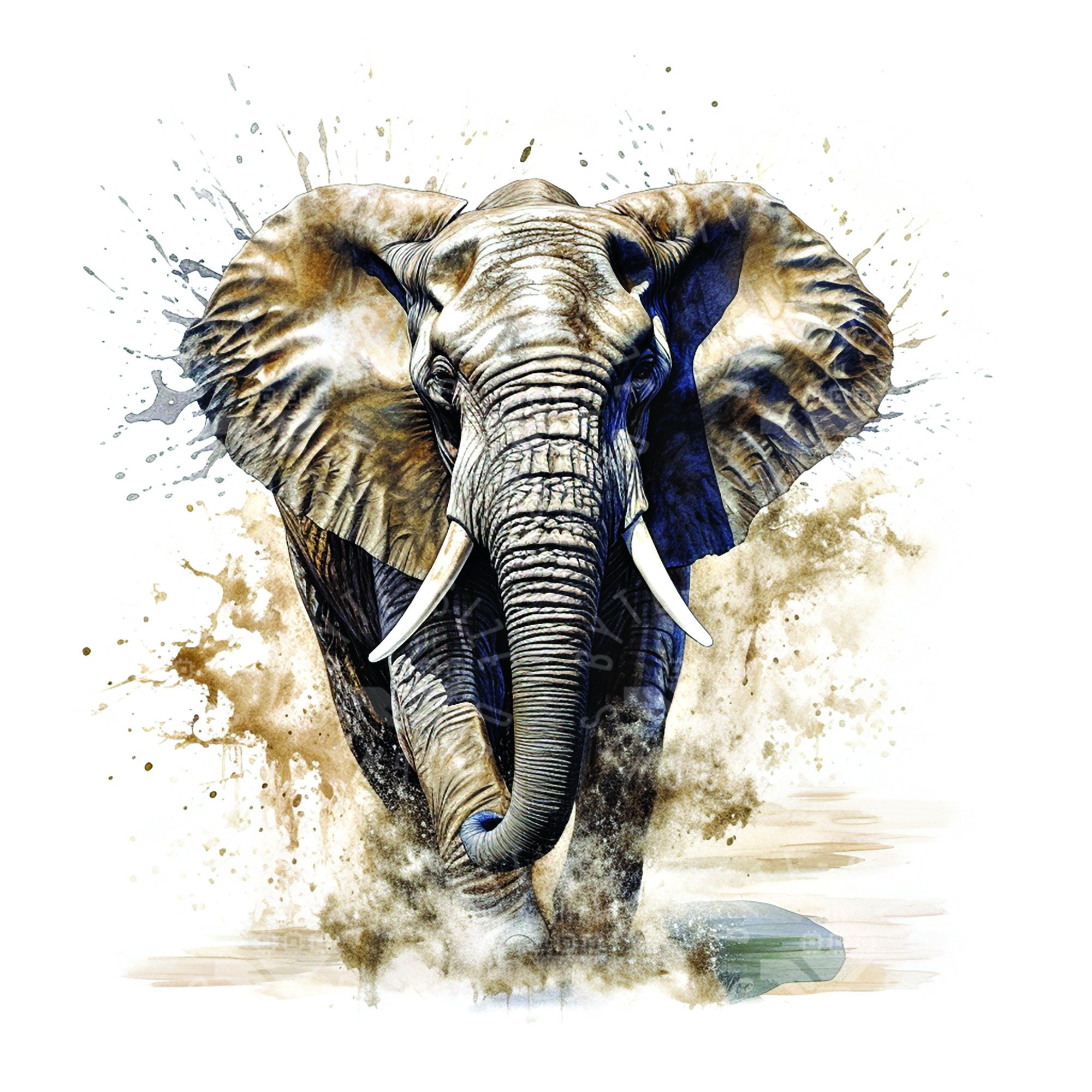 Elephant Watercolor Clipart Ai Art Print Instant Download - Etsy