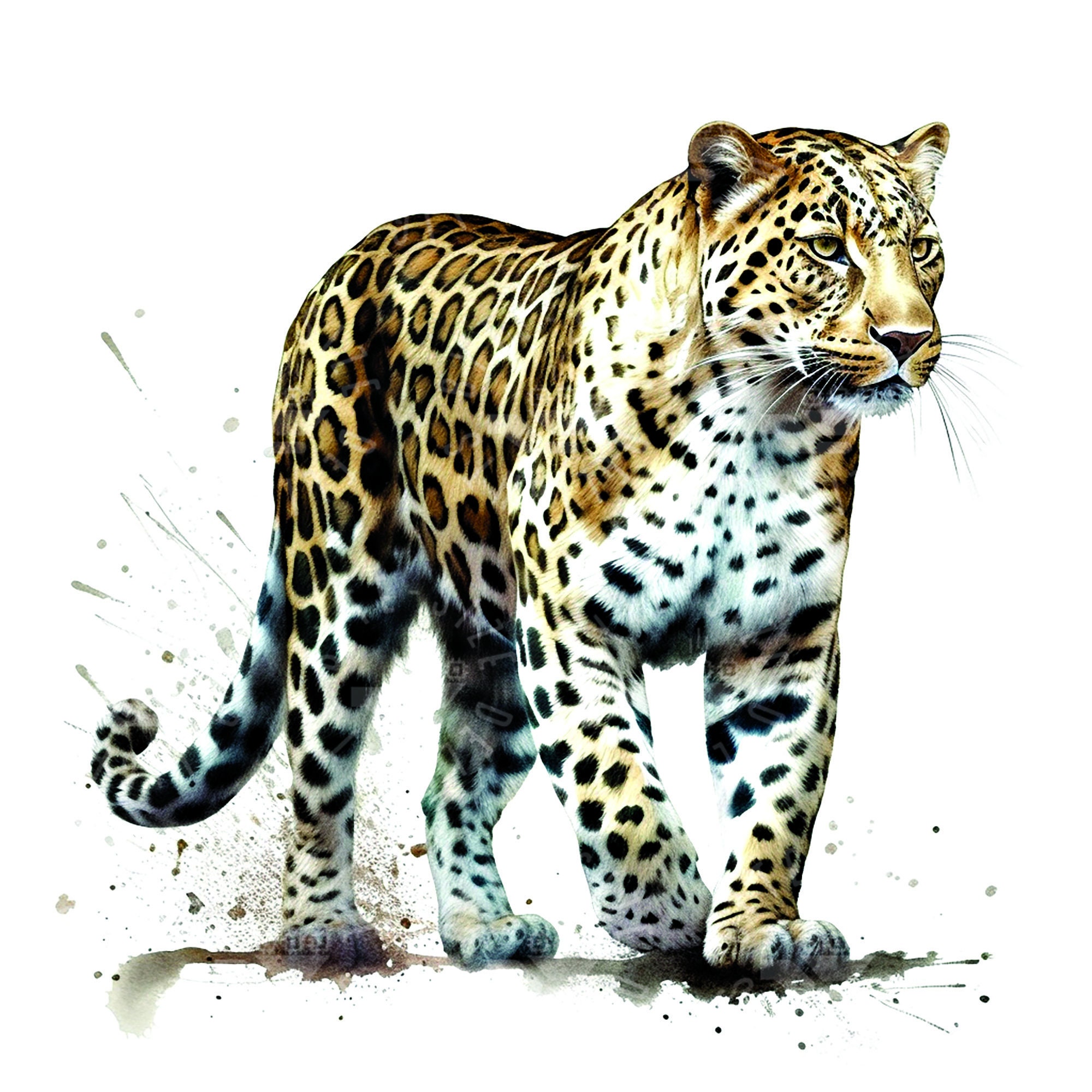 Leopard Watercolor Clipart, Ai Art Print, Instant Download for Print on ...