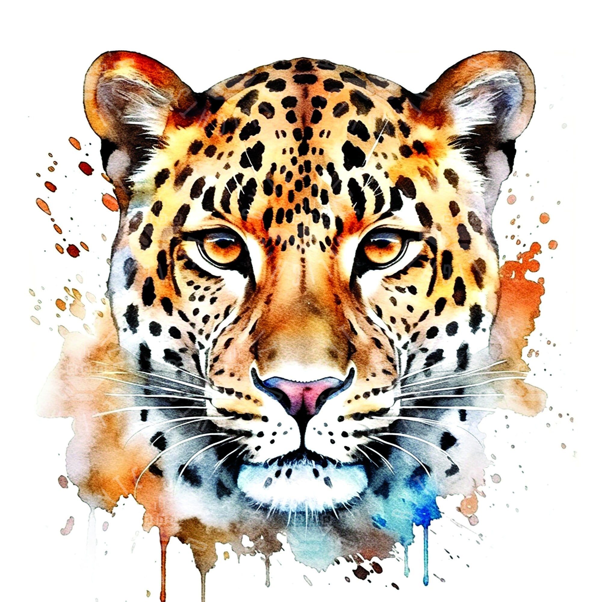 Leopard Watercolor Clipart Ai Art Print Instant Download for - Etsy