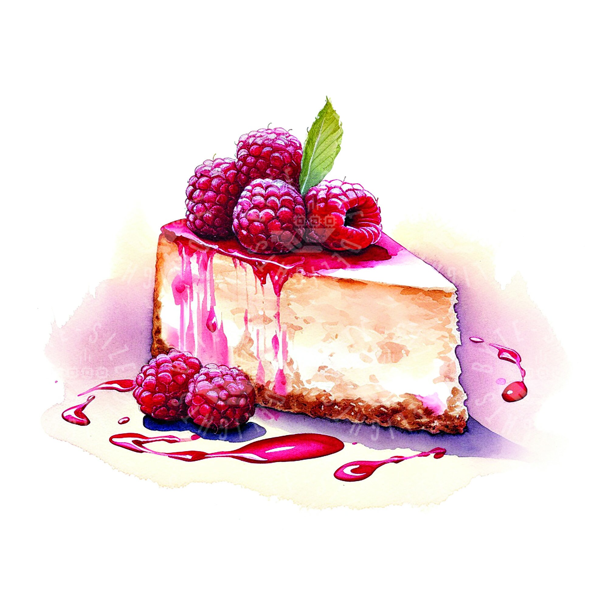 Cheesecake Watercolor Clipart, Ai Art Print, Instant Download for Print ...
