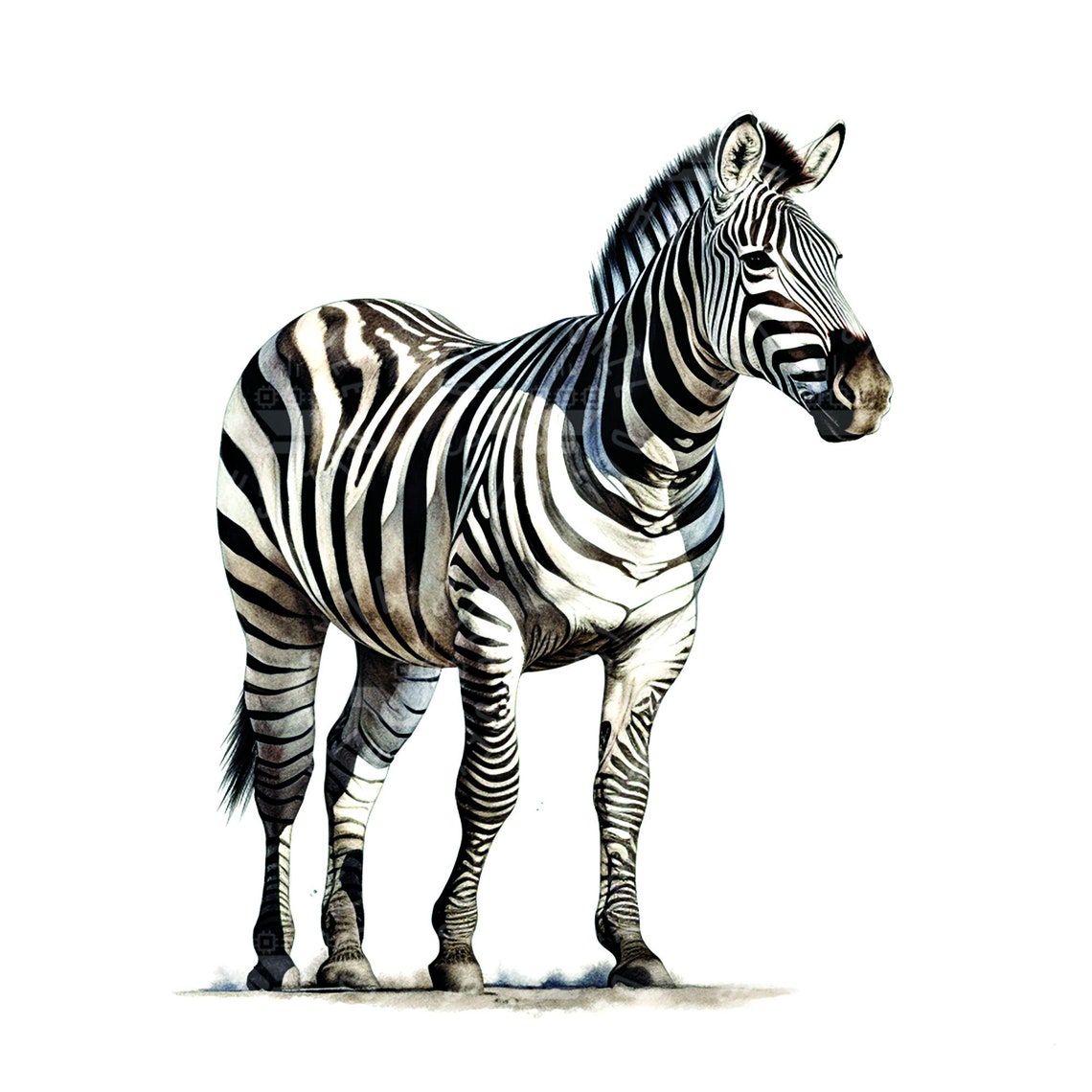 Zebra Watercolor Clipart, Ai Art Print, Instant Download for Print on ...