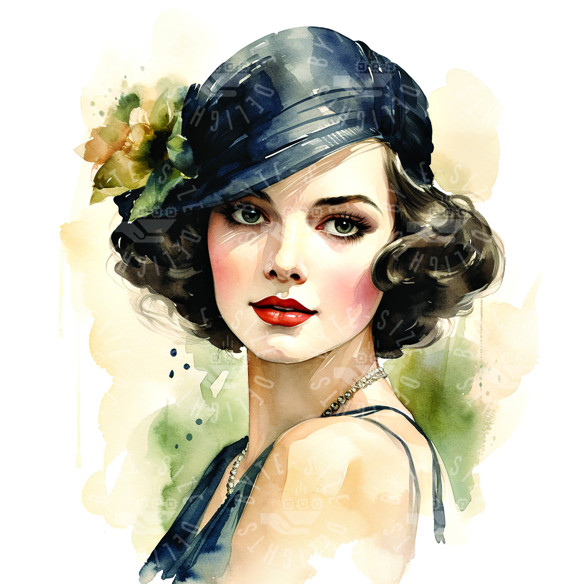 1920s Women: Watercolor Paintings for Instant Download for Your Print ...