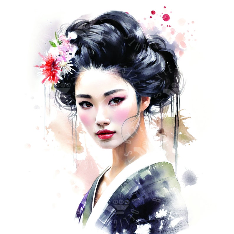 Geisha: Watercolor Paintings for Instant Download for Your Print-on ...