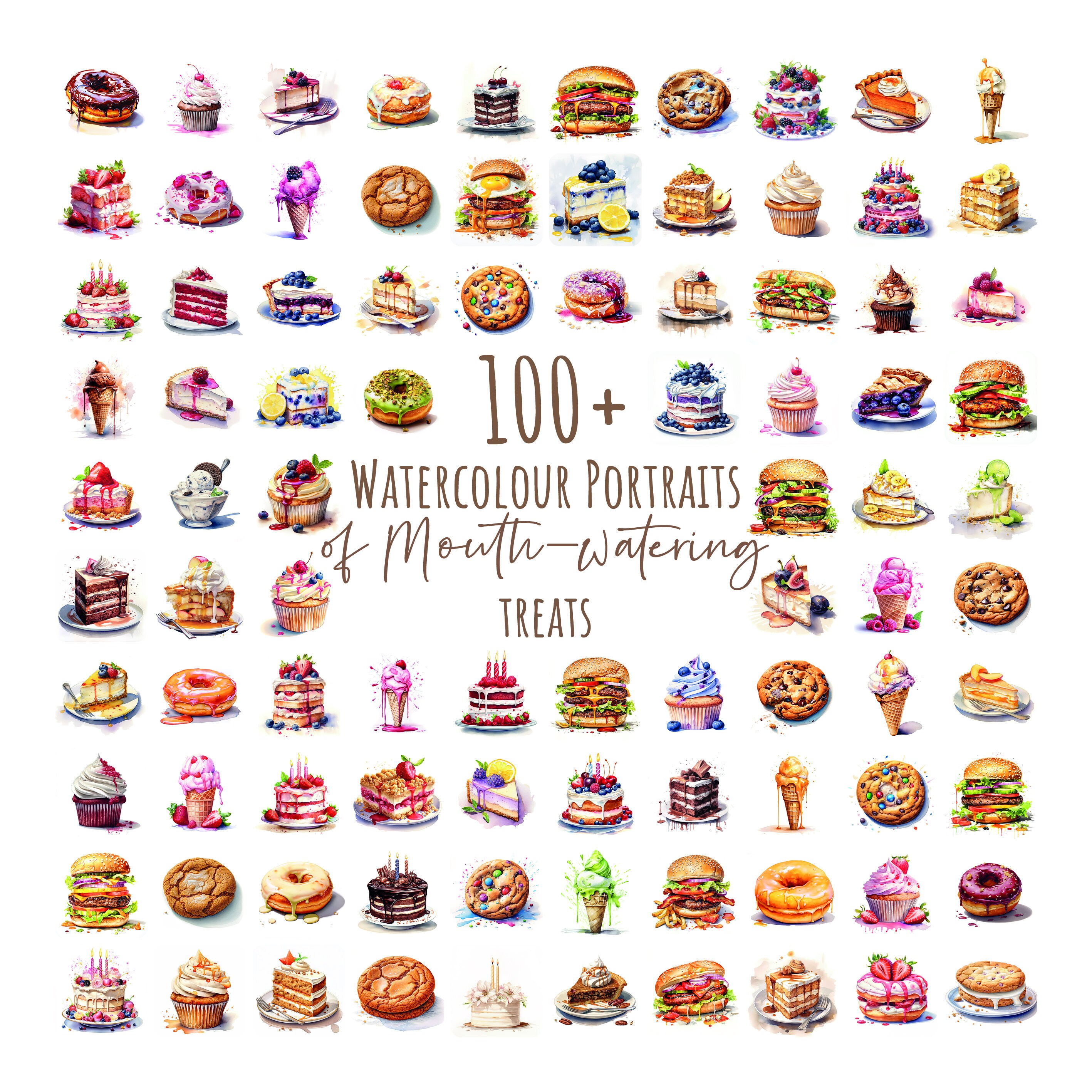 Big Food Clipart Bundle Instant Download of AI Art Prints for - Etsy